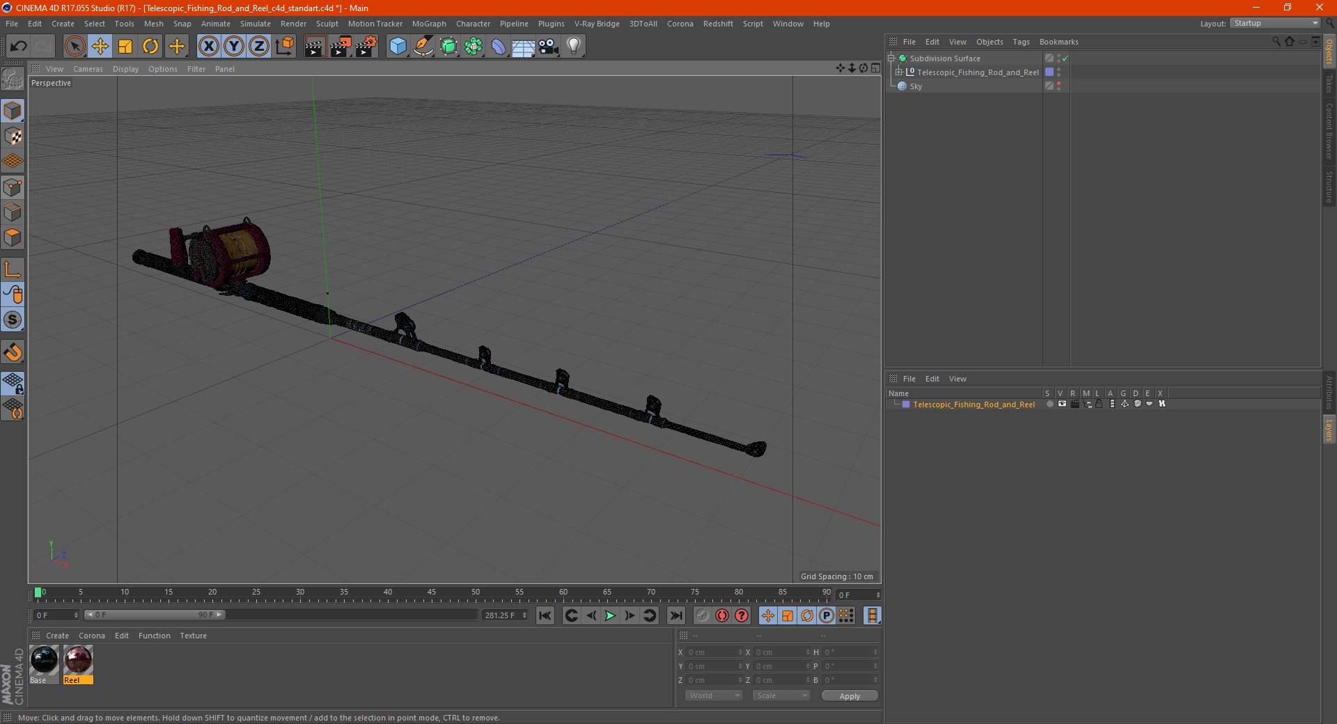 Telescopic Fishing Rod and Reel 3D - TurboSquid 1871149