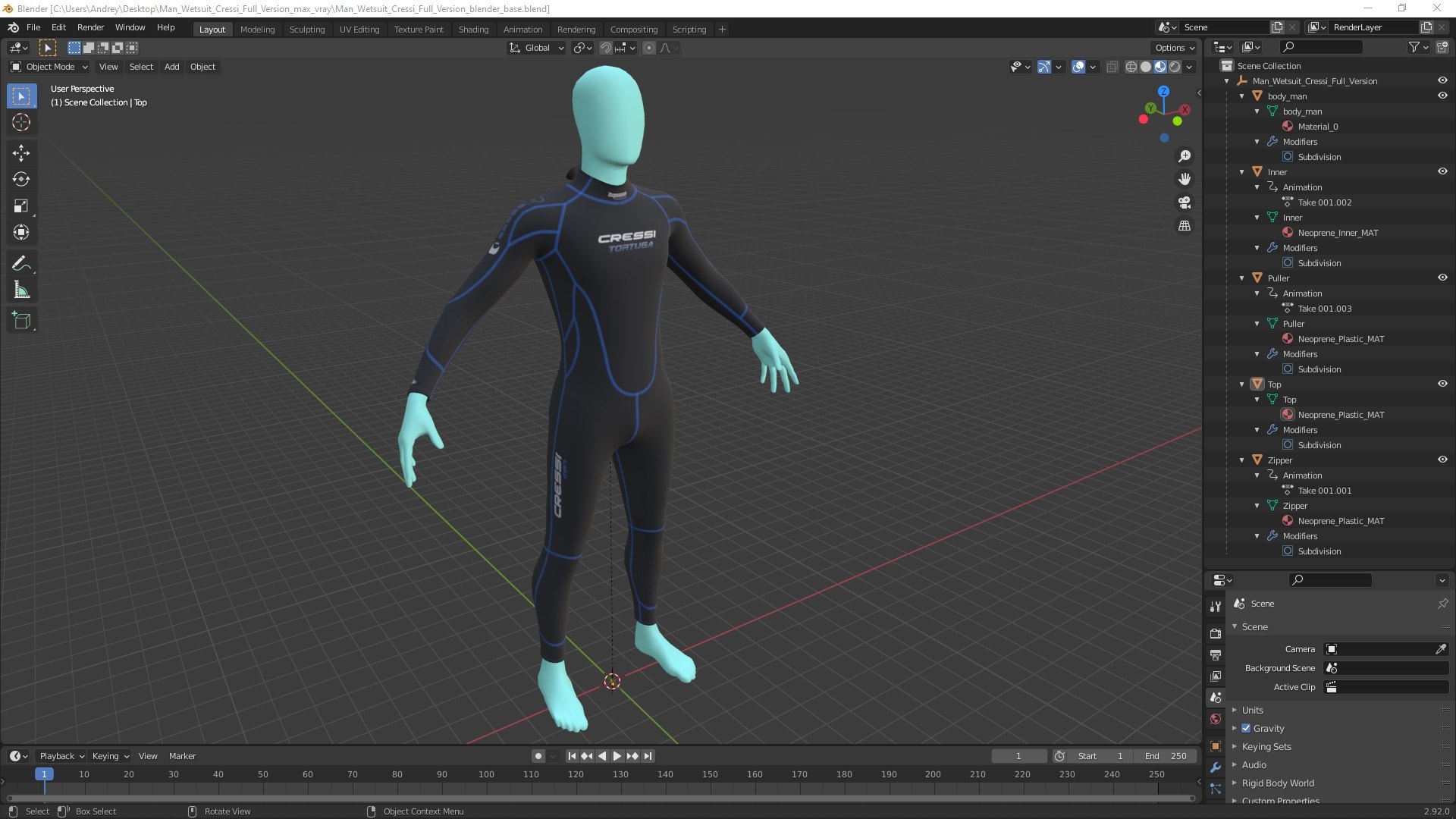 Man Wetsuit Cressi Full Version 3D Model - TurboSquid 2241969