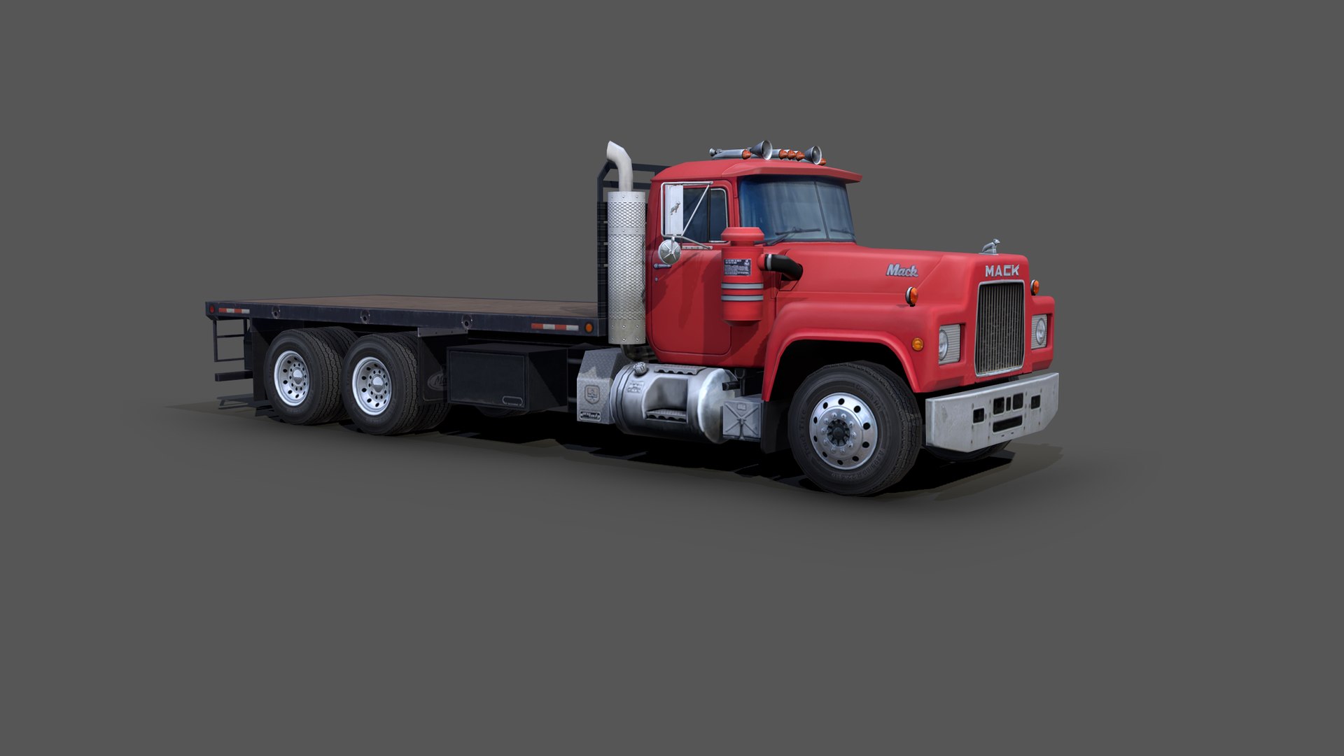 Mack RD686S Flatbed Truck S01 1985 Model - TurboSquid 1862413