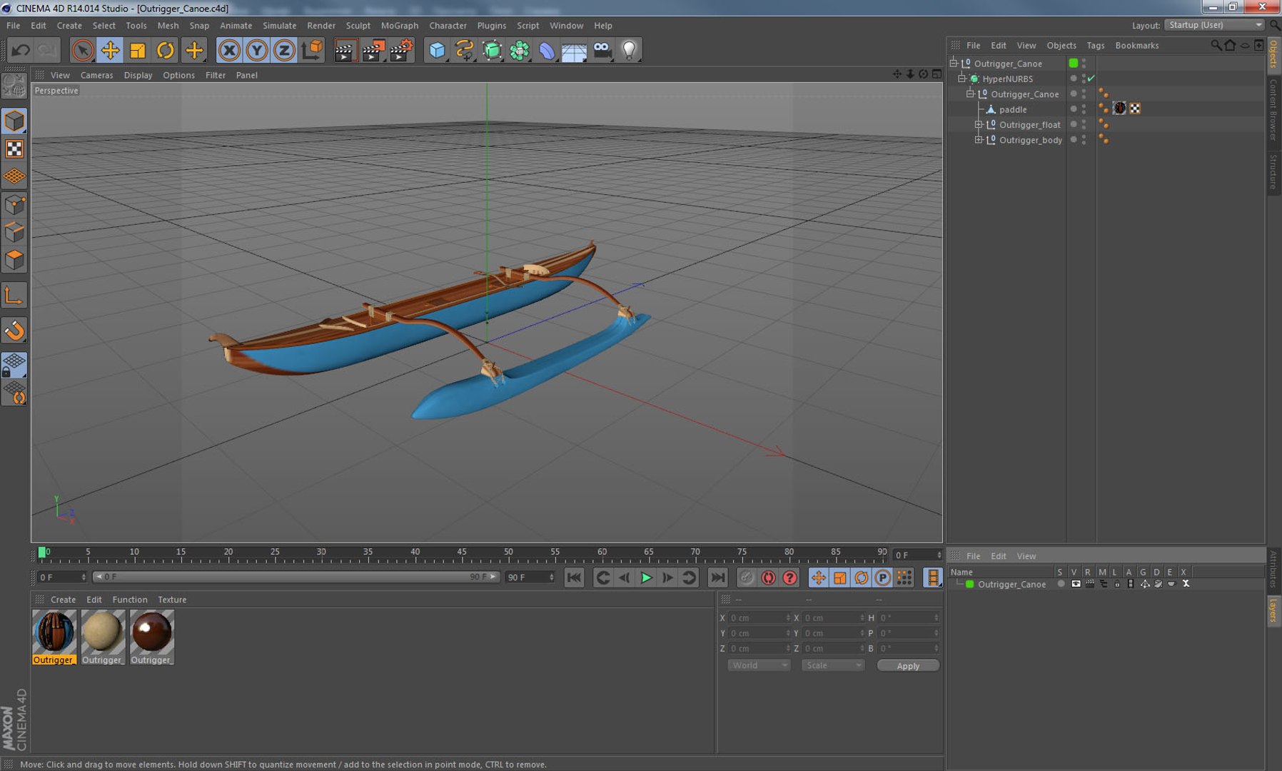 Outrigger canoe 3D model - TurboSquid 1277953