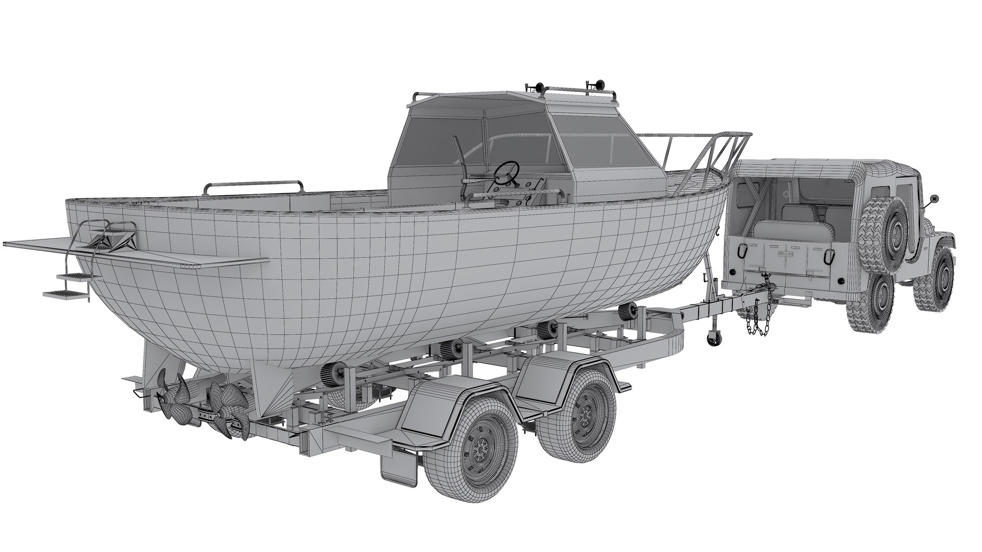 Crossover With Boat Trailer 3D Model - TurboSquid 2213021
