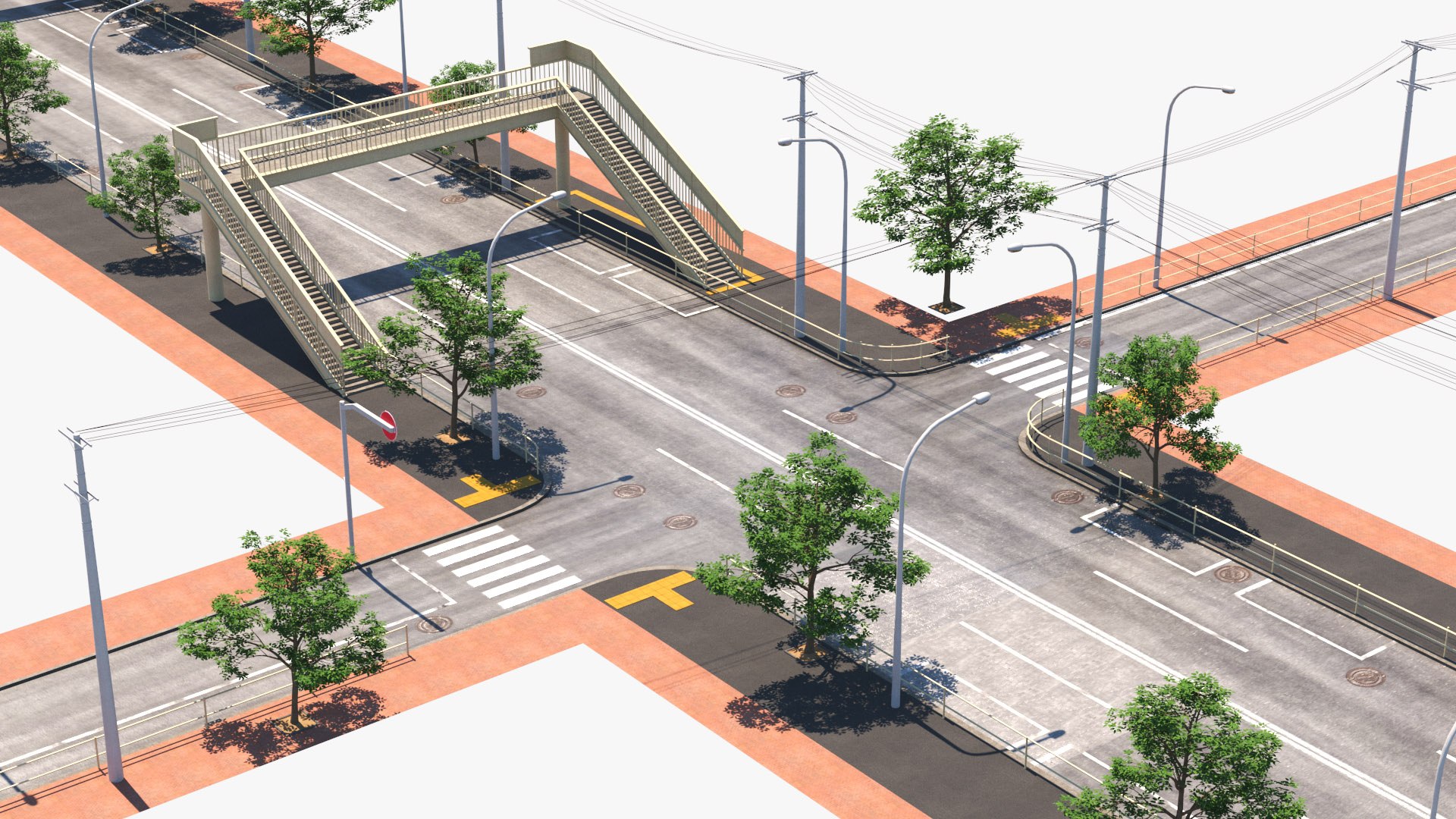 3D City Street Intersection - TurboSquid 2017257