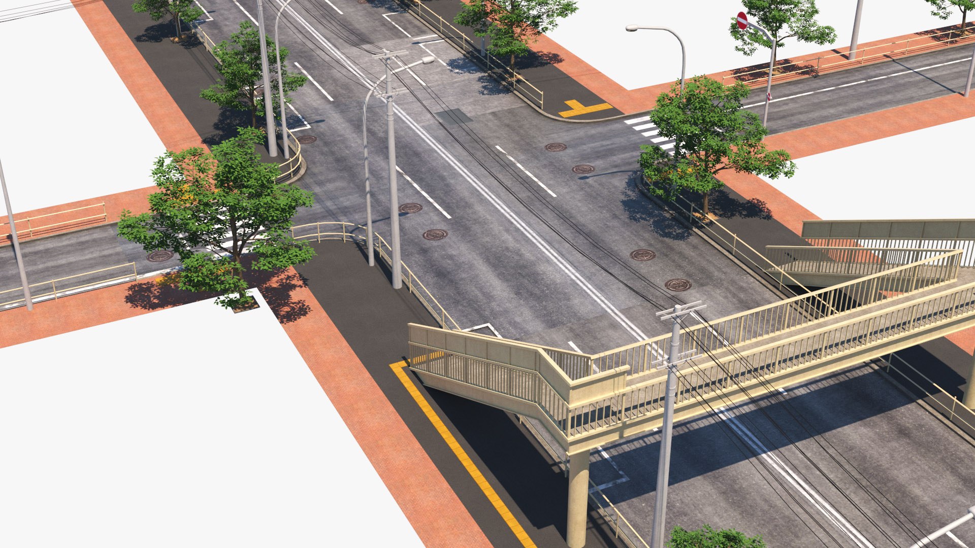 3D City Street Intersection - TurboSquid 2017257