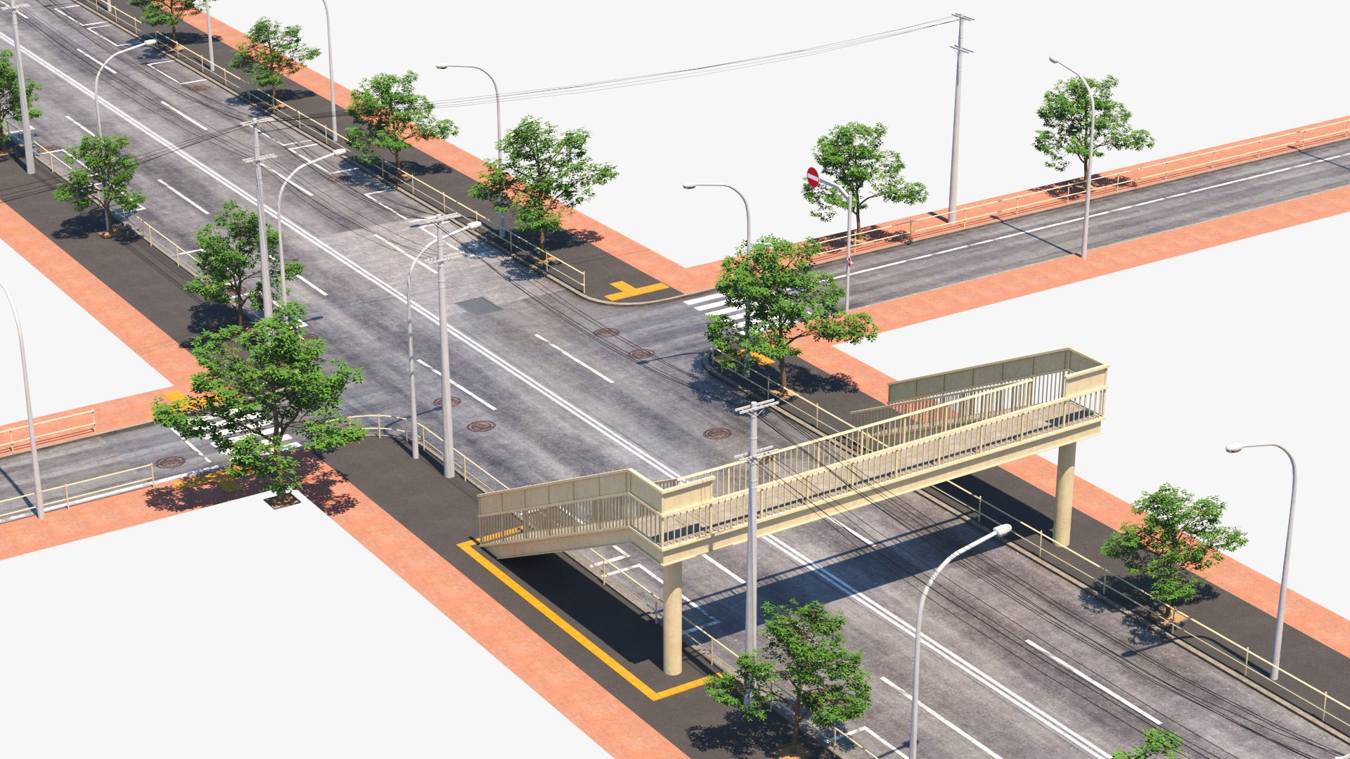 3D City Street Intersection - TurboSquid 2017257