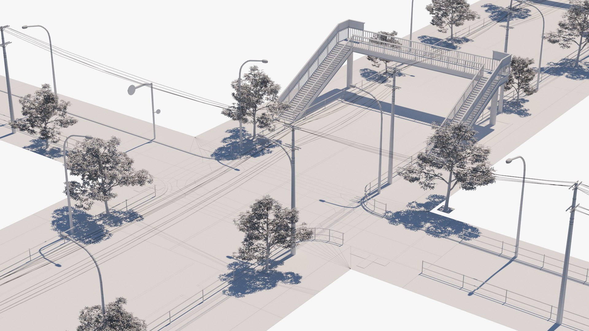 3D City Street Intersection - TurboSquid 2017257