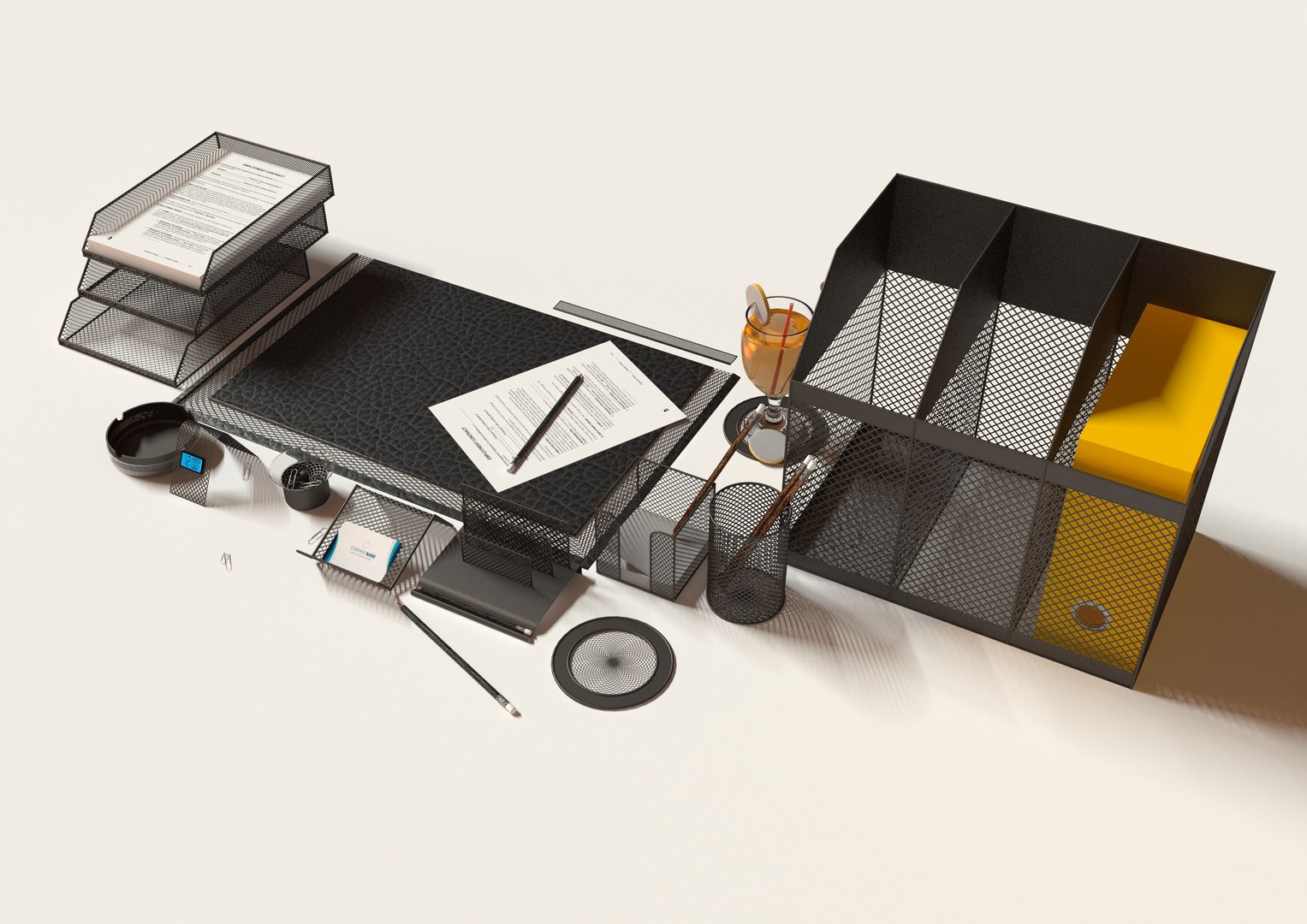 3D desk set - TurboSquid 1829242