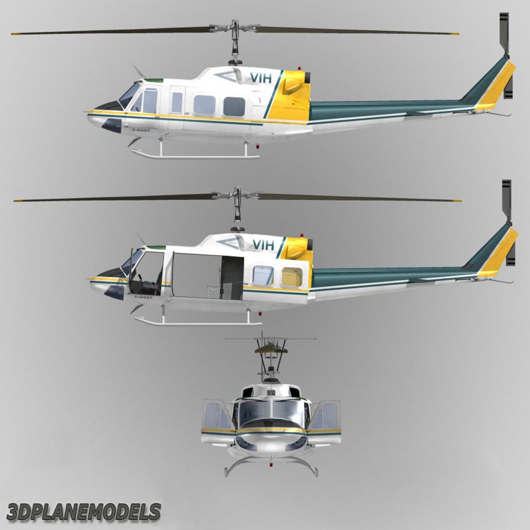Bell 212 Huey Helicopter 3d Model