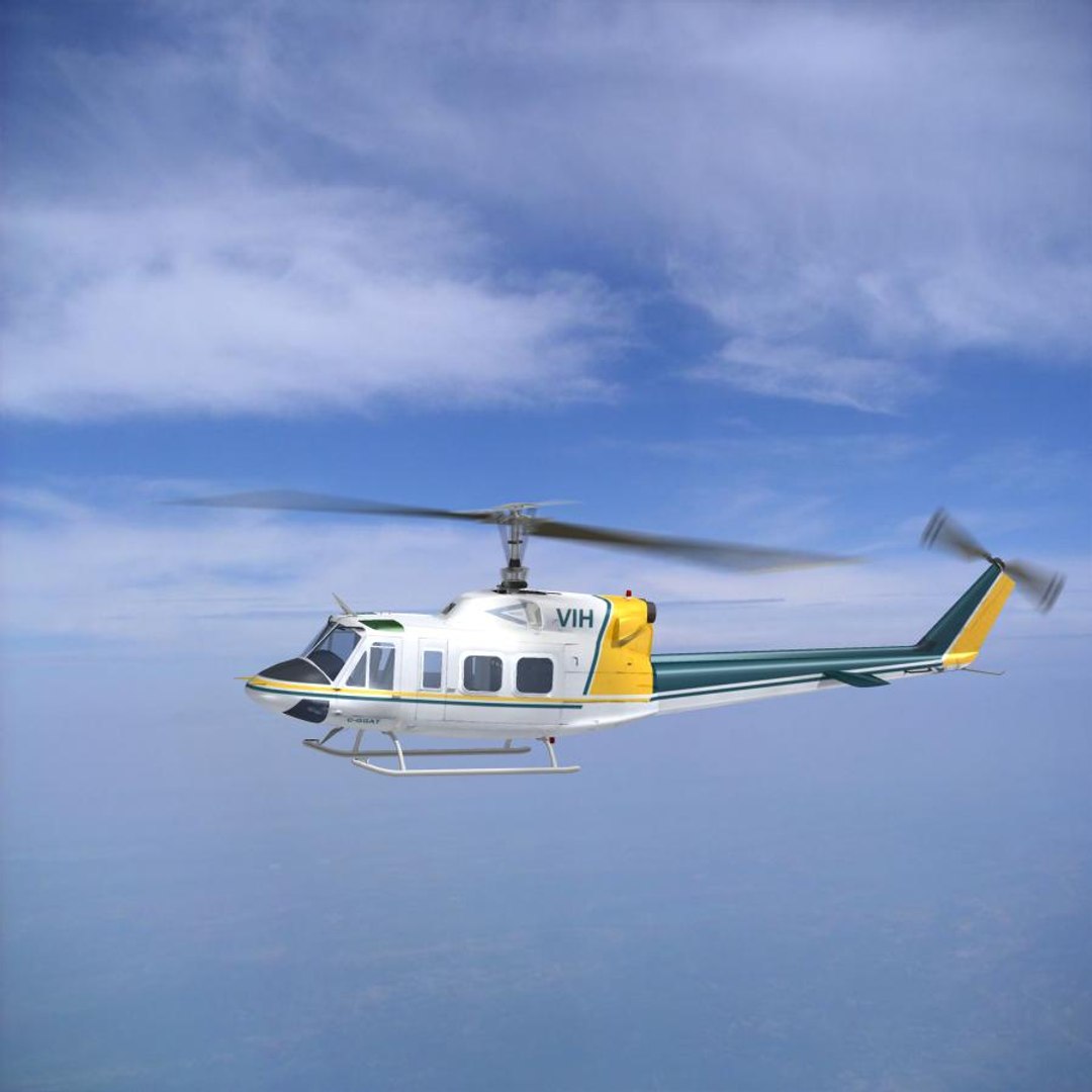 Bell 212 Huey Helicopter 3d Model