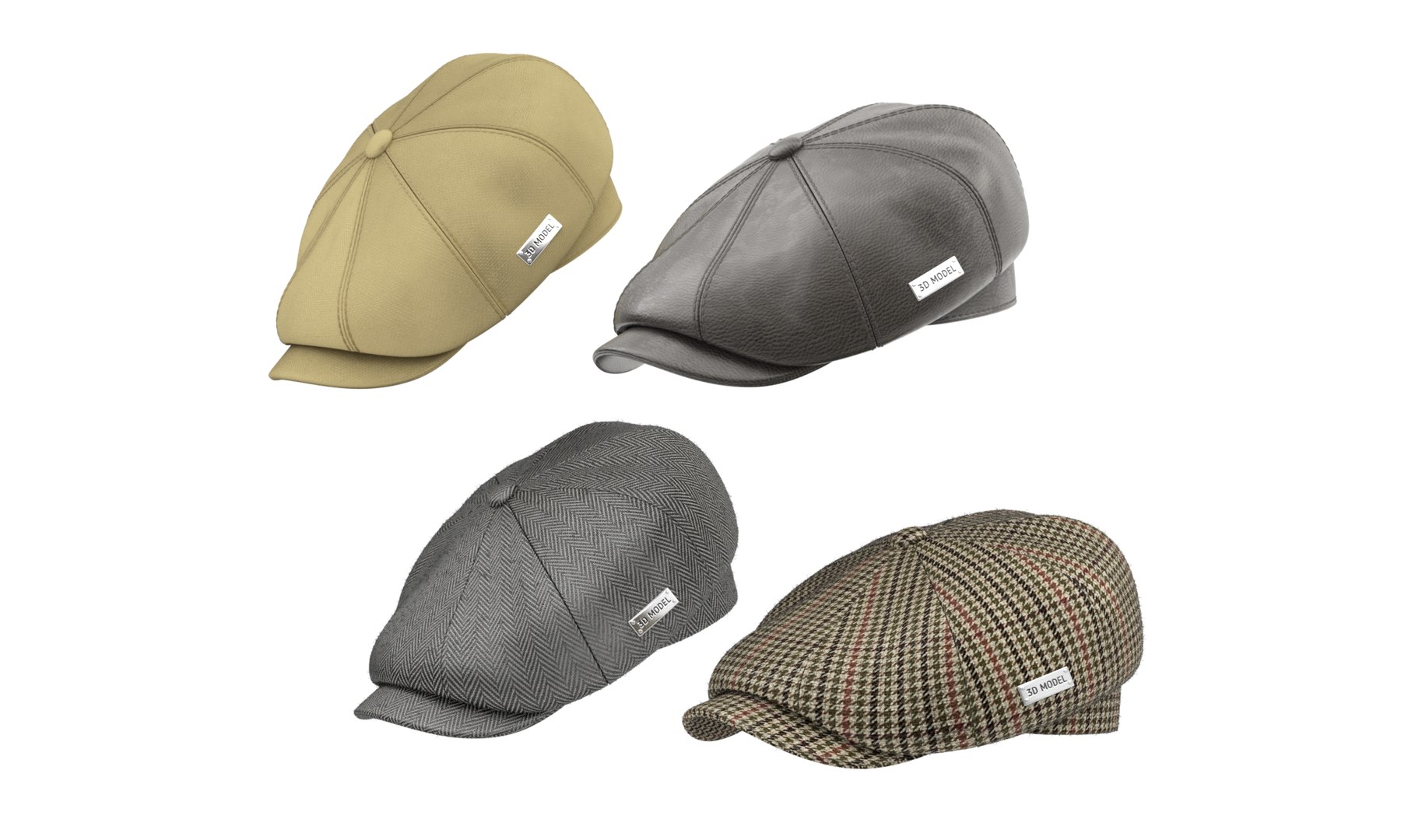 3D Newsboy Cap Model - TurboSquid 2295875