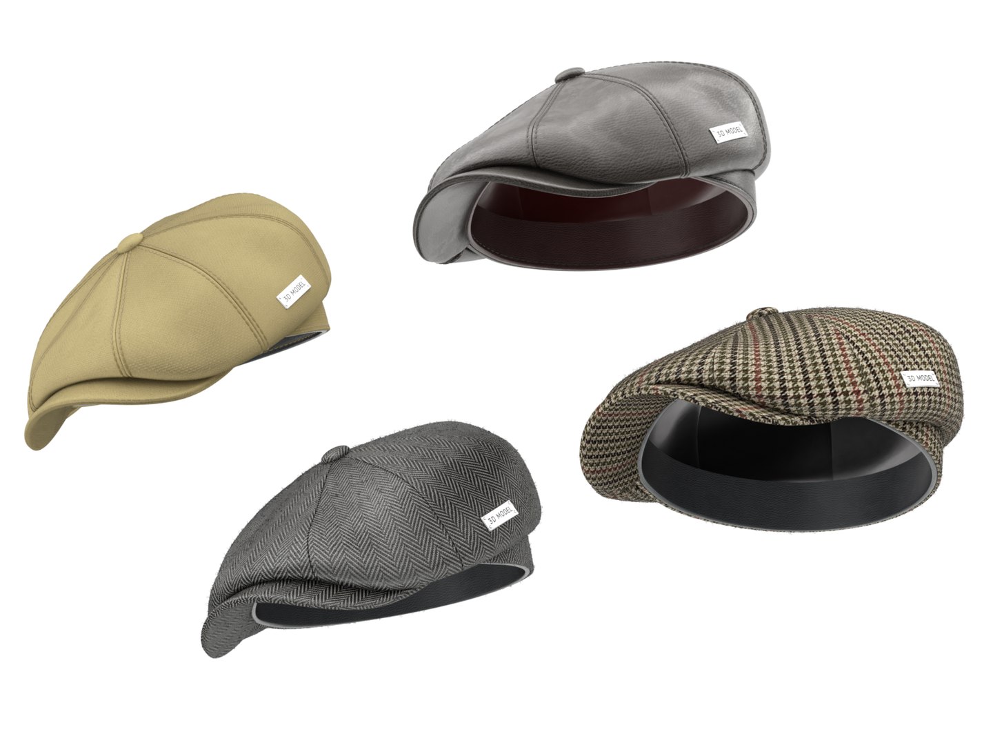 3D Newsboy Cap Model - TurboSquid 2295875