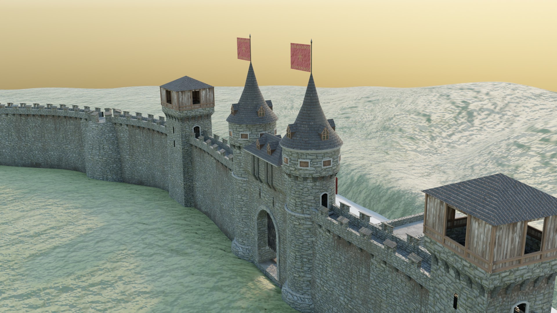 3D Castle Wall Model - TurboSquid 2082574