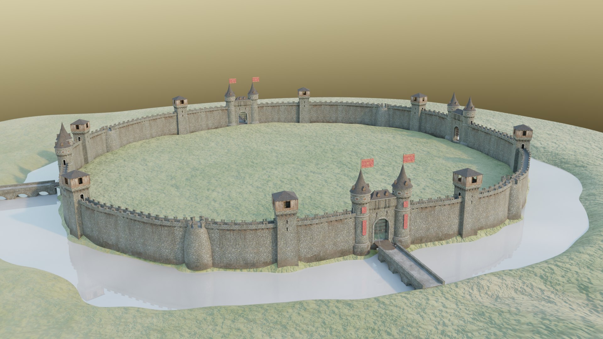 3D Castle Wall Model - TurboSquid 2082574