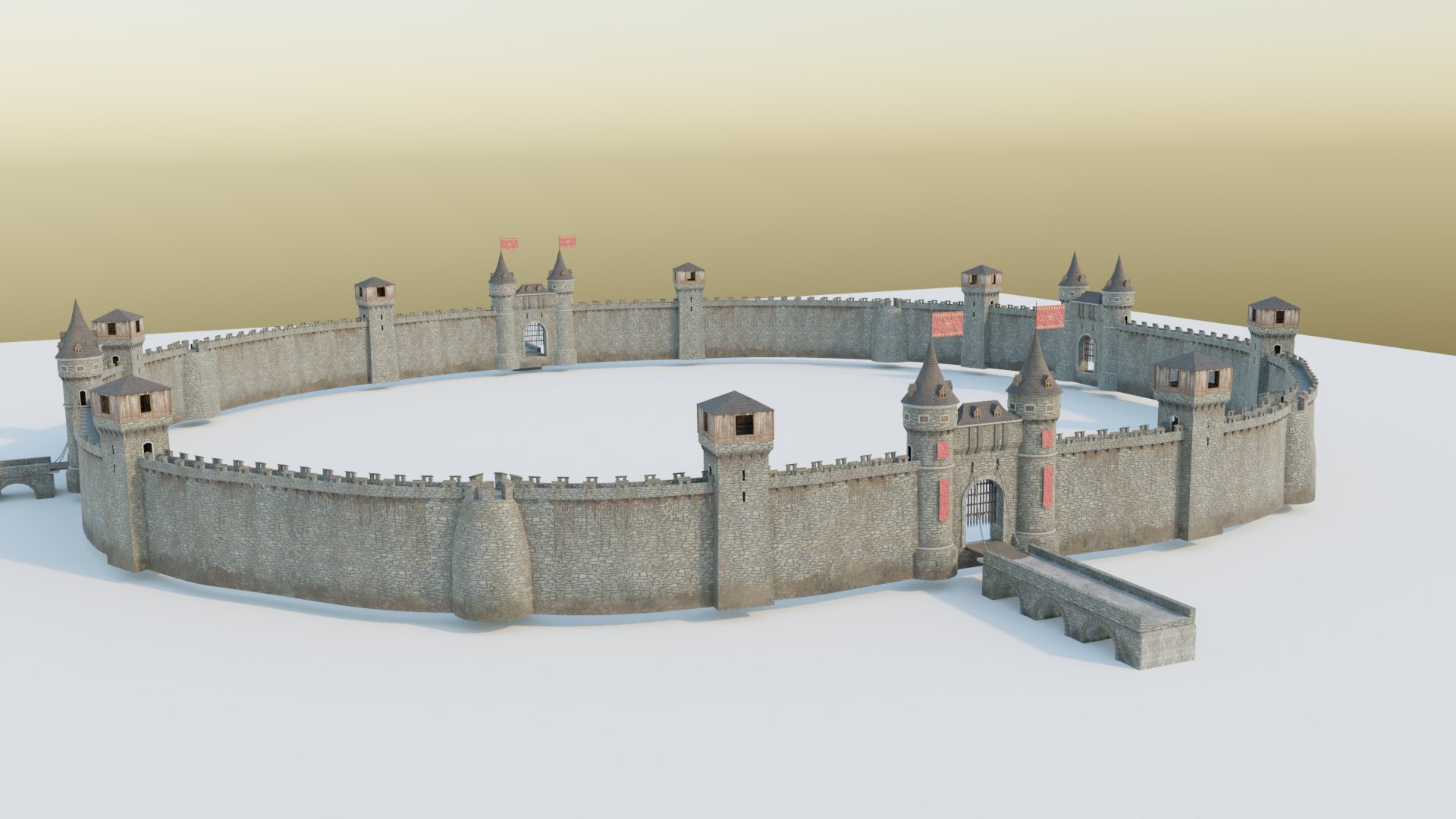 3D Castle Wall Model - TurboSquid 2082574