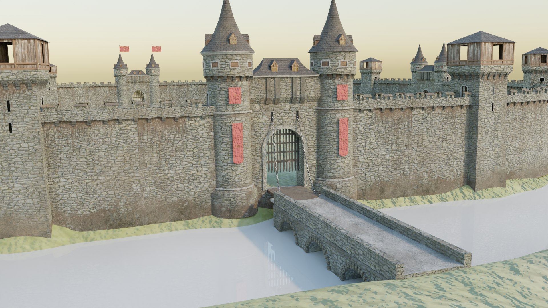 3D Castle Wall Model - TurboSquid 2082574