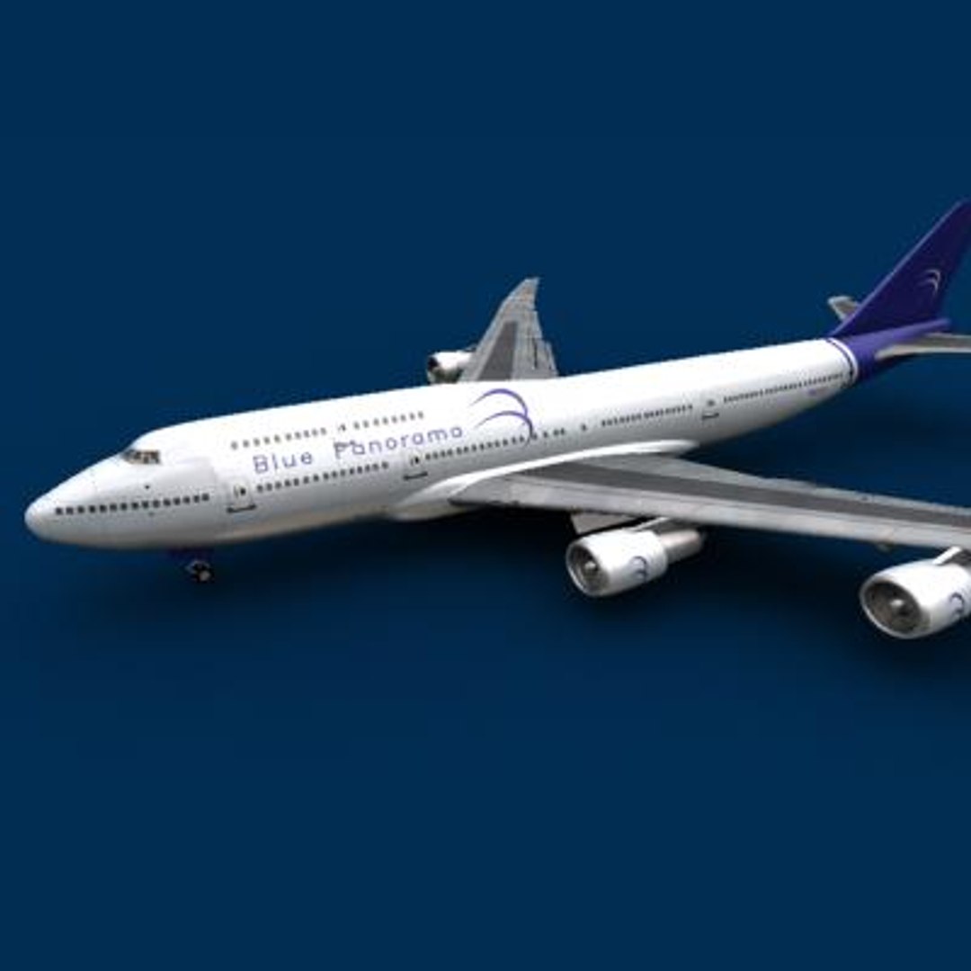 747-400 Blue Panorama 3d Lwo