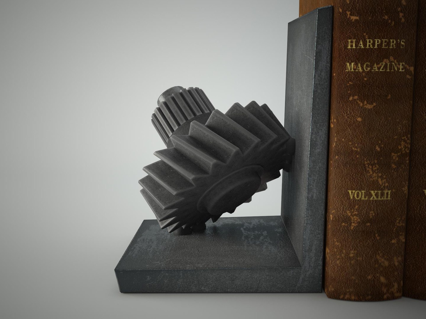 3d Iron Gear Bookend
