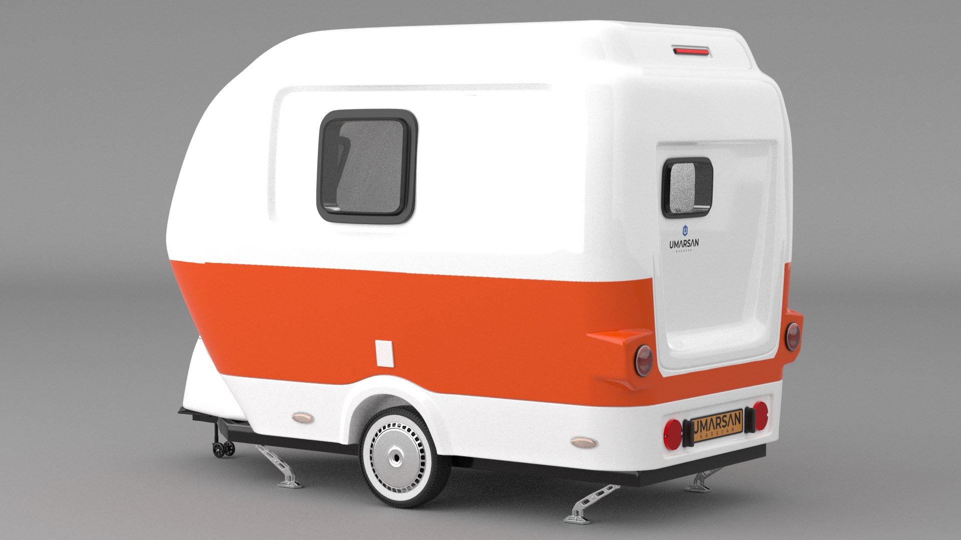 3D 2024 Capsule Caravans Mini Micro Camper Trailer Burnt Orange Model ...