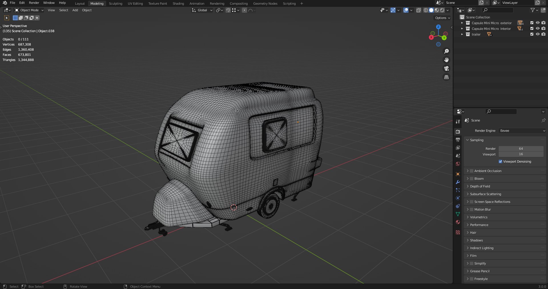 3D 2024 Capsule Caravans Mini Micro Camper Trailer Burnt Orange Model ...