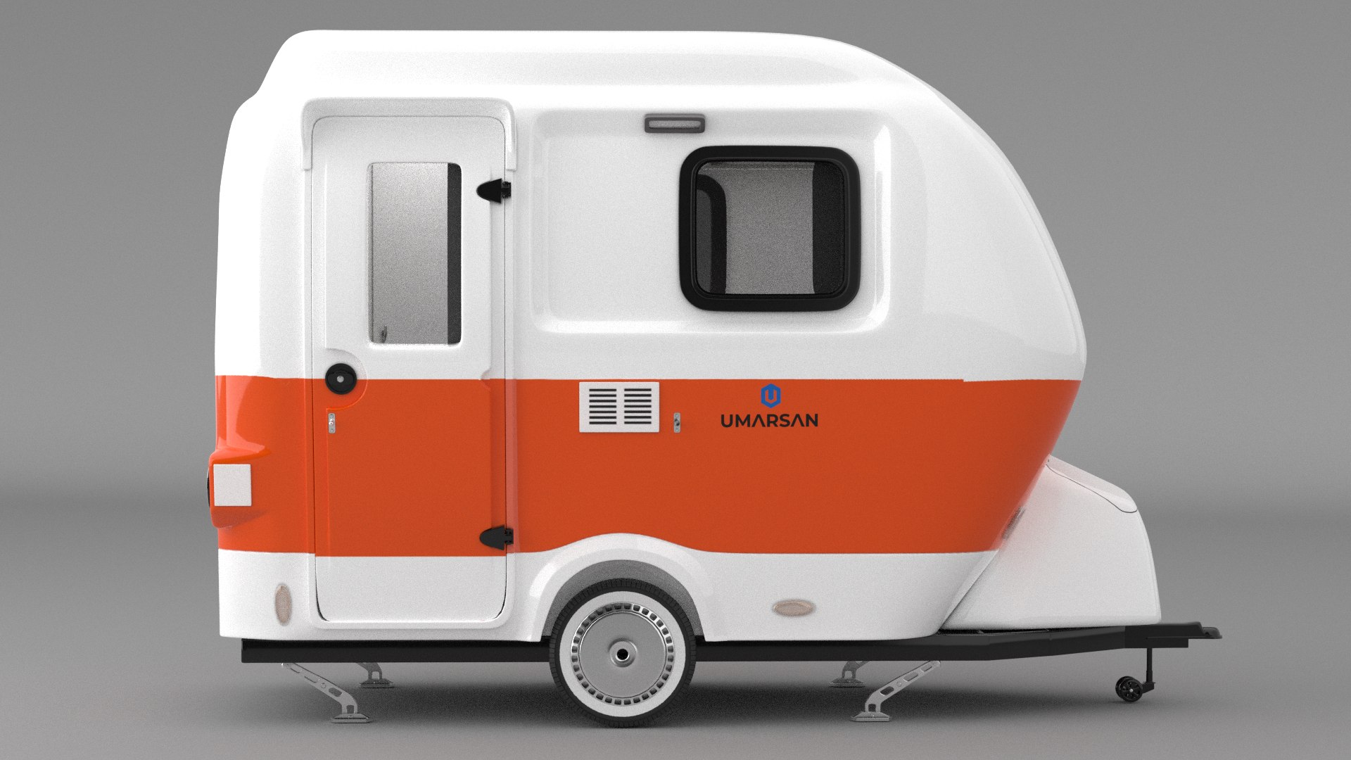 3D 2024 Capsule Caravans Mini Micro Camper Trailer Burnt Orange Model ...