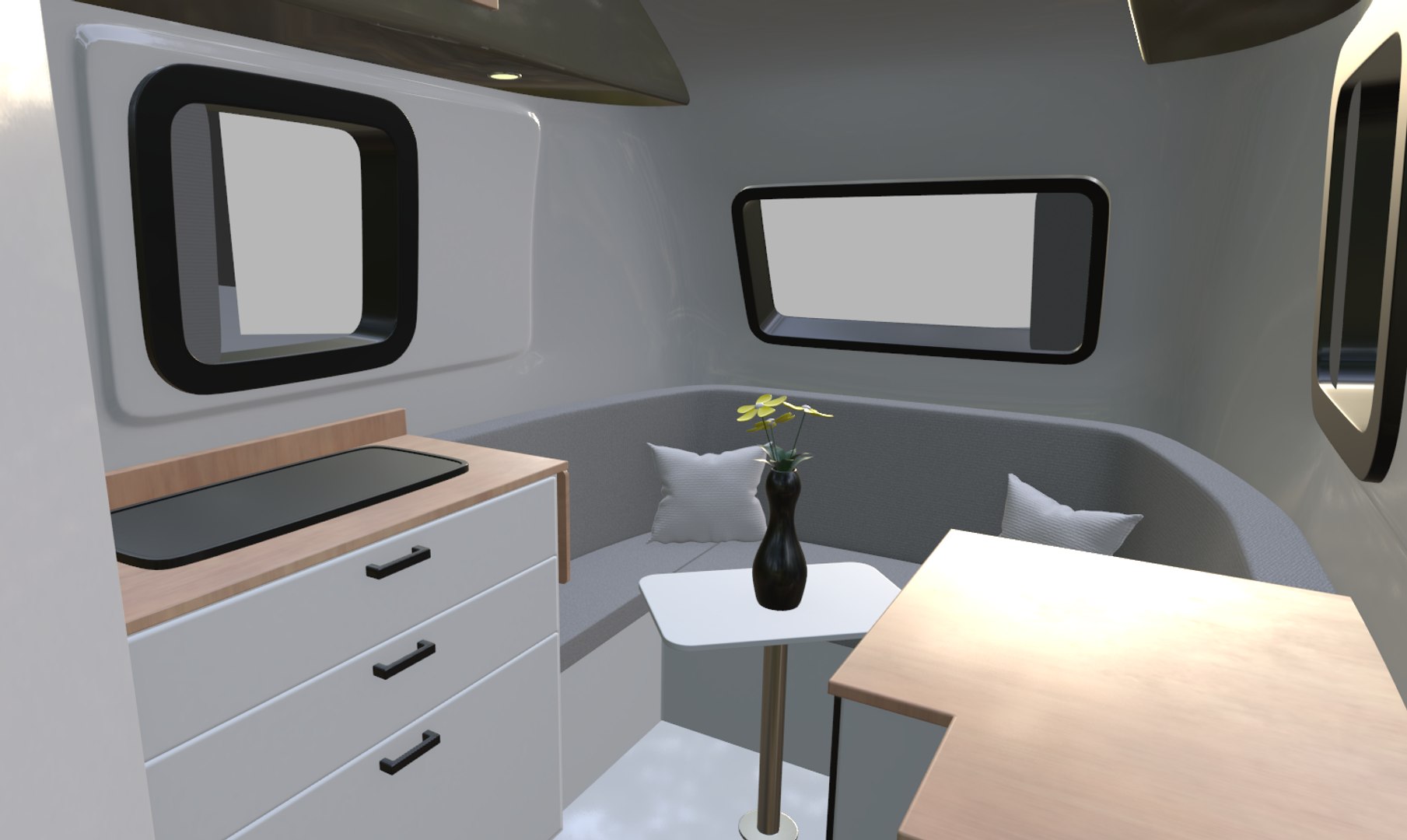 3D 2024 Capsule Caravans Mini Micro Camper Trailer Burnt Orange Model ...