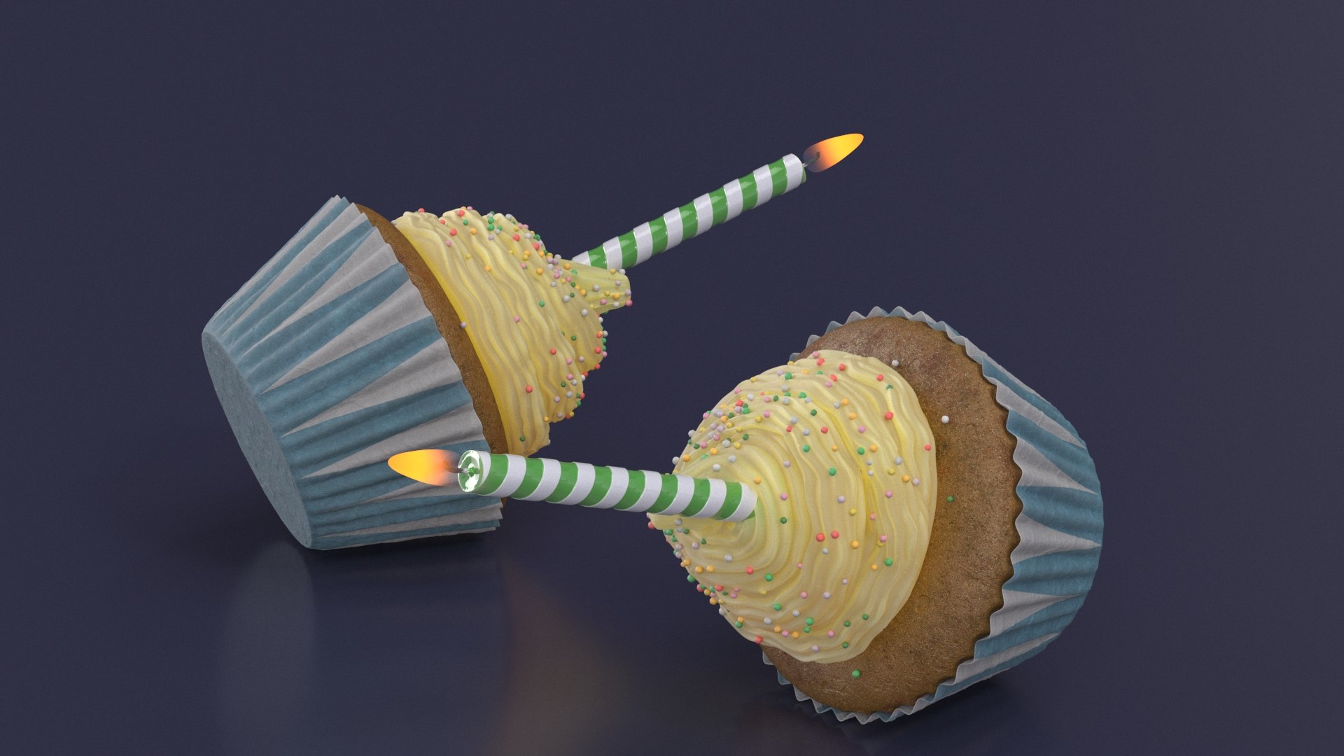 Birthday Cupcake And Candle 3D - TurboSquid 2302632