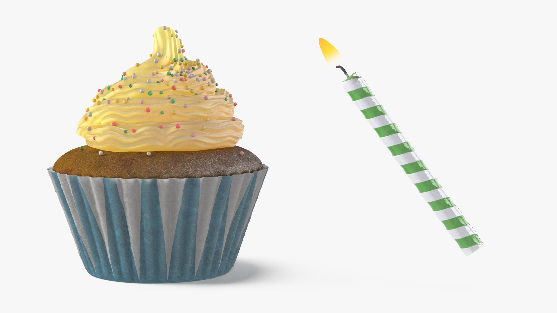 Birthday Cupcake And Candle 3D - TurboSquid 2302632
