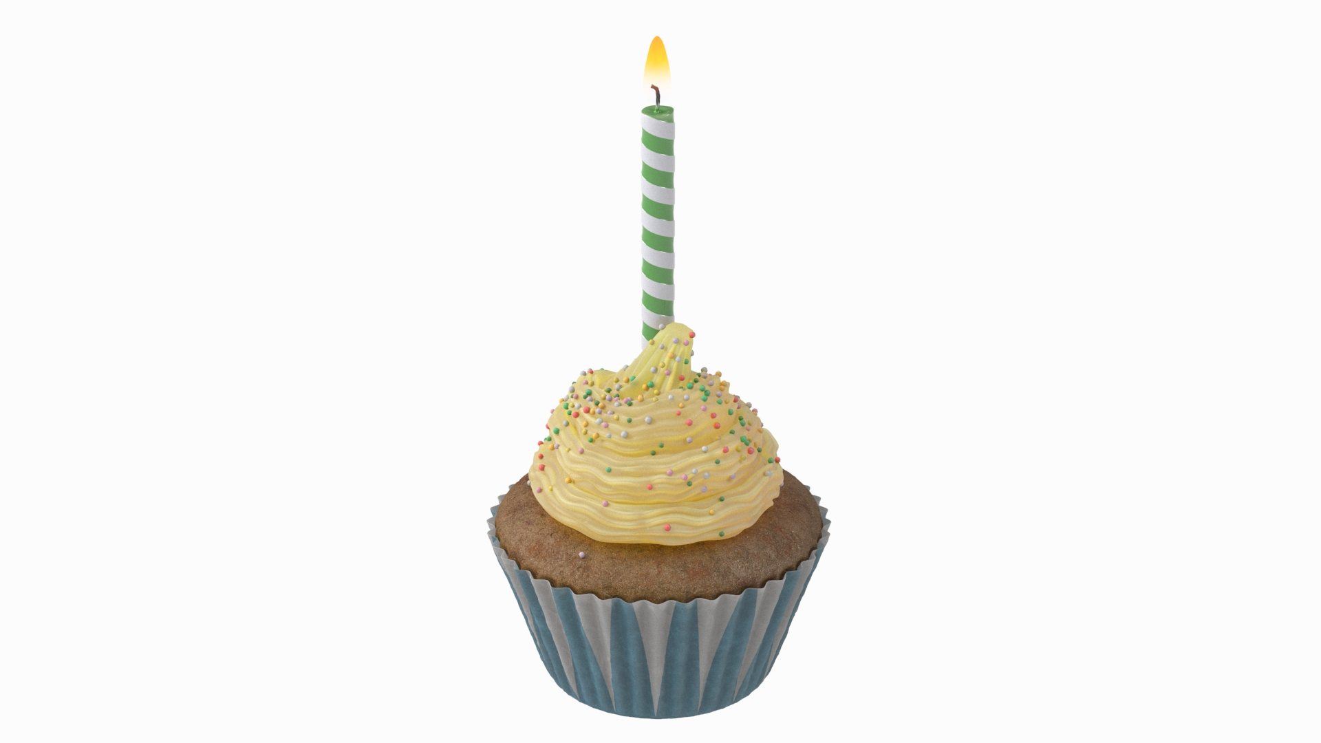 Birthday Cupcake And Candle 3D - TurboSquid 2302632