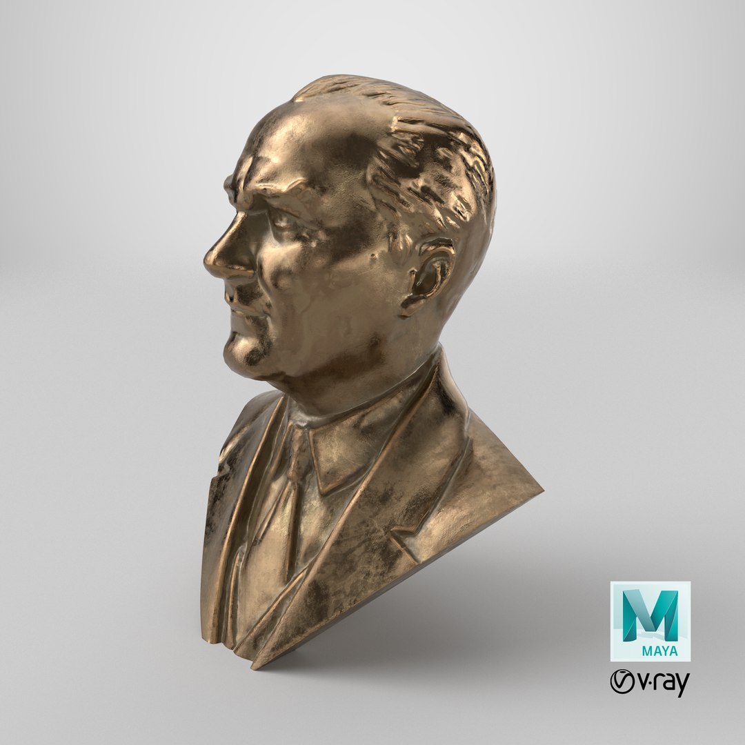 3D Model Bust Ataturk Gold - PBR - TurboSquid 2153093