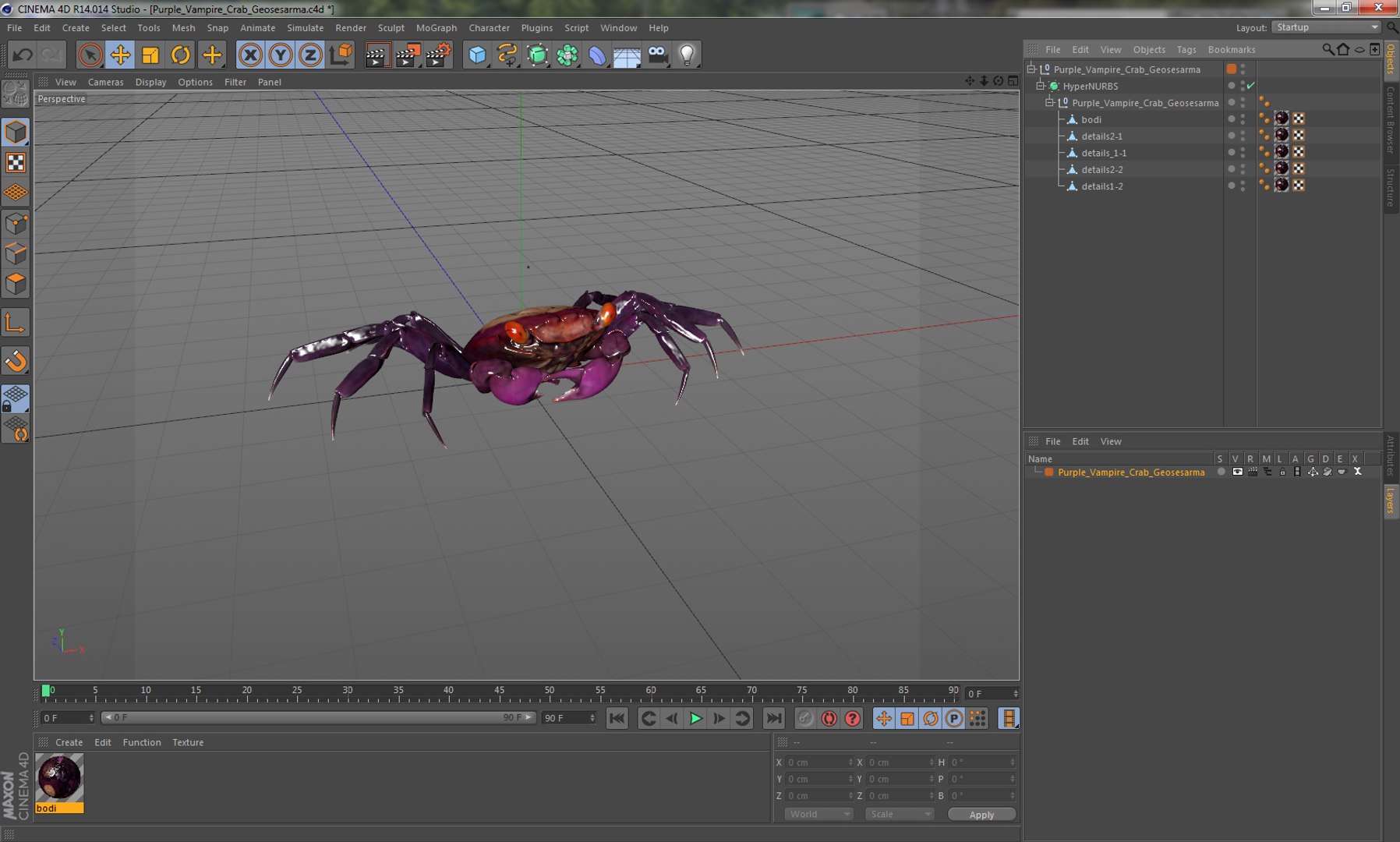 3d purple vampire crab geosesarma model