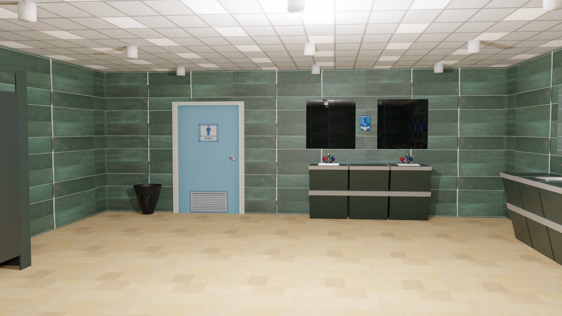 Restaurant Restroom Interior 3D Model - TurboSquid 2140844