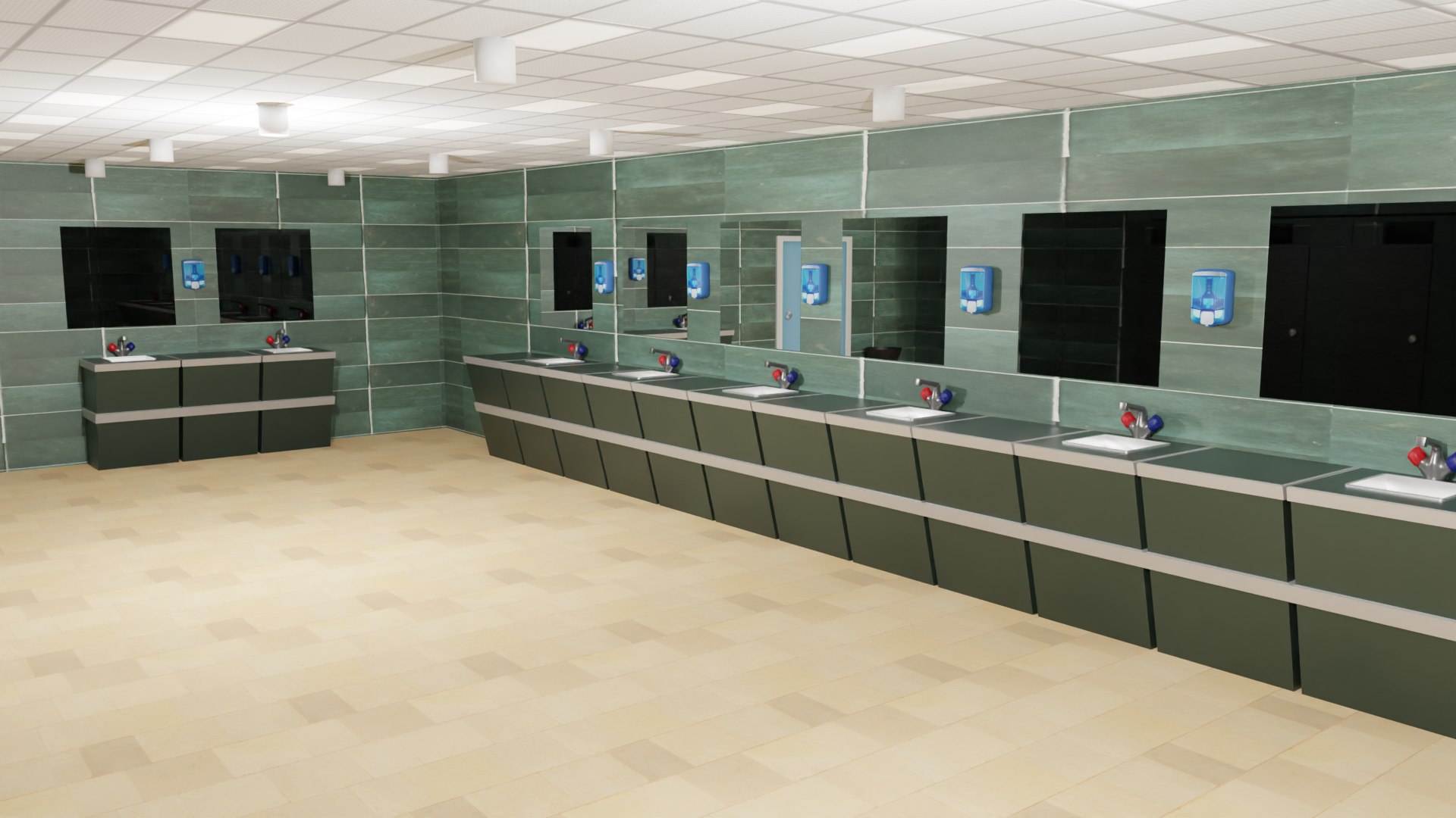 Restaurant Restroom Interior 3D Model - TurboSquid 2140844