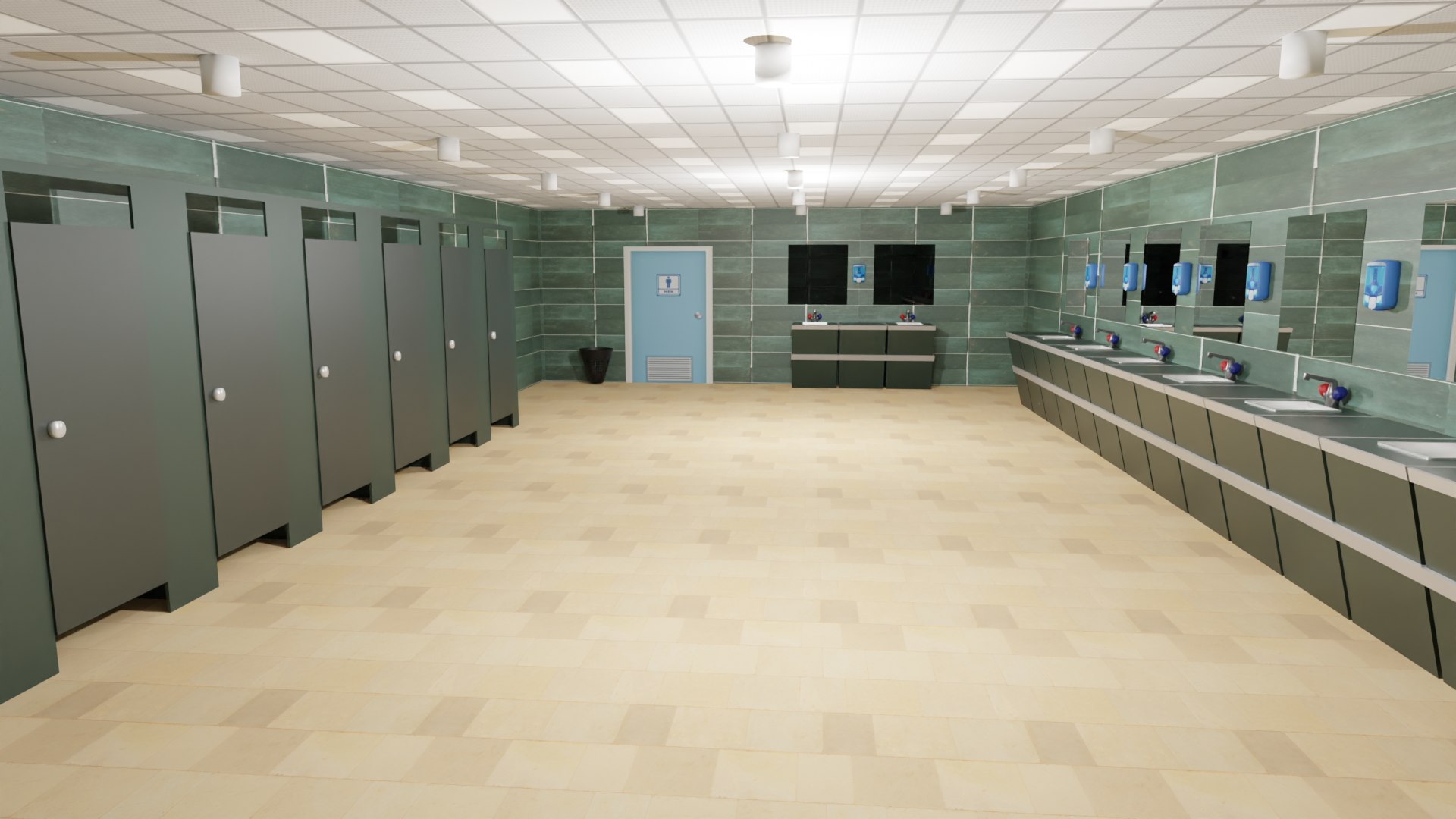 Restaurant Restroom Interior 3D Model - TurboSquid 2140844
