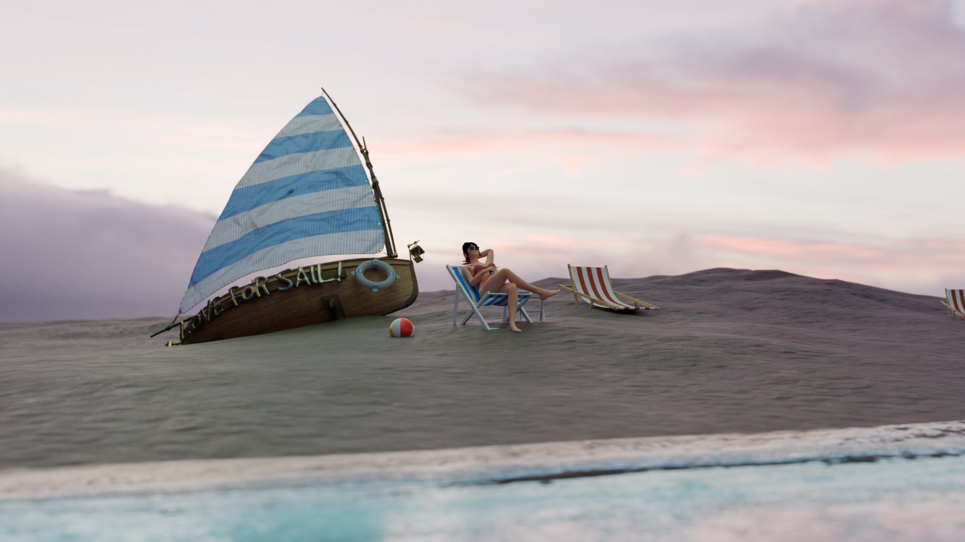 3D Cinematic Beach Scene - TurboSquid 2534469