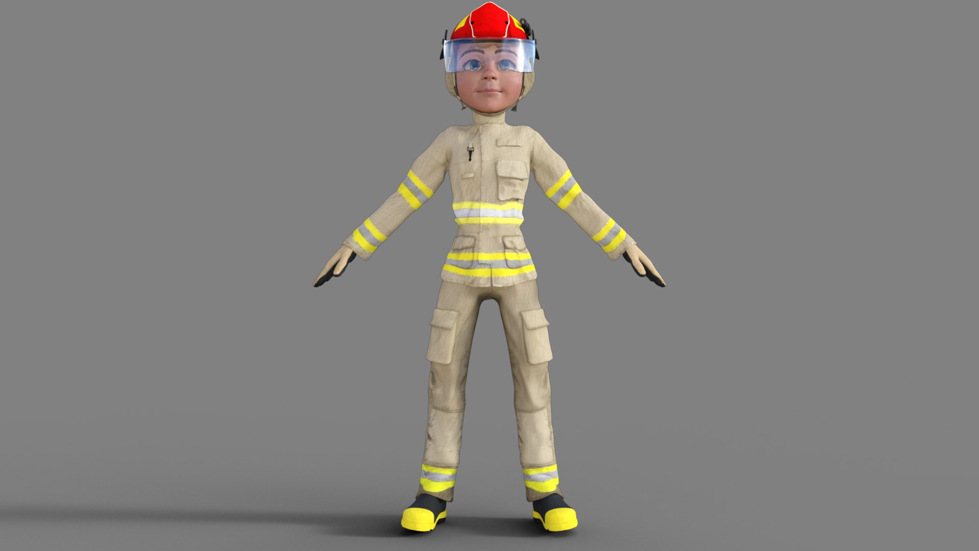 Cartoon Firefighter 3D Model Model - TurboSquid 1915167