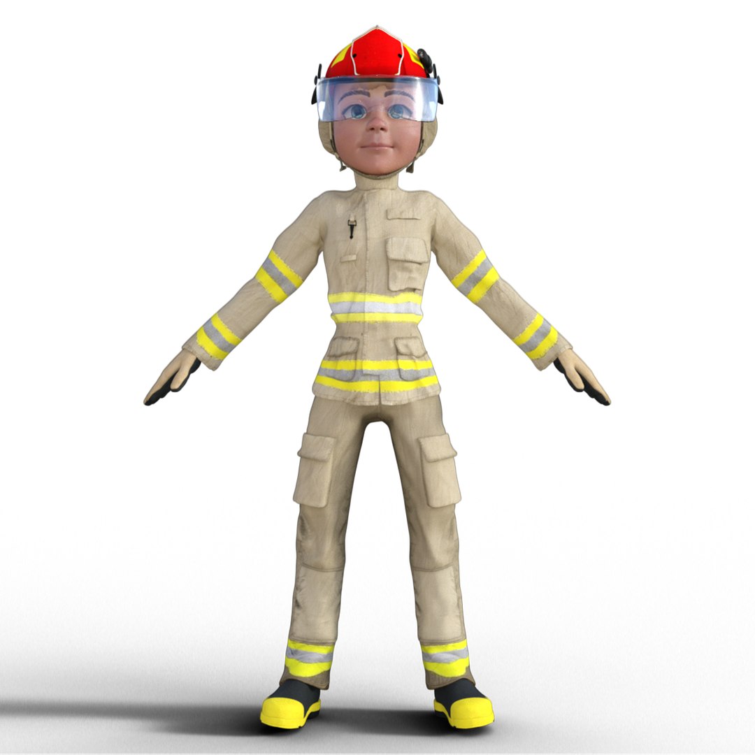 Cartoon Firefighter 3D Model Model - TurboSquid 1915167