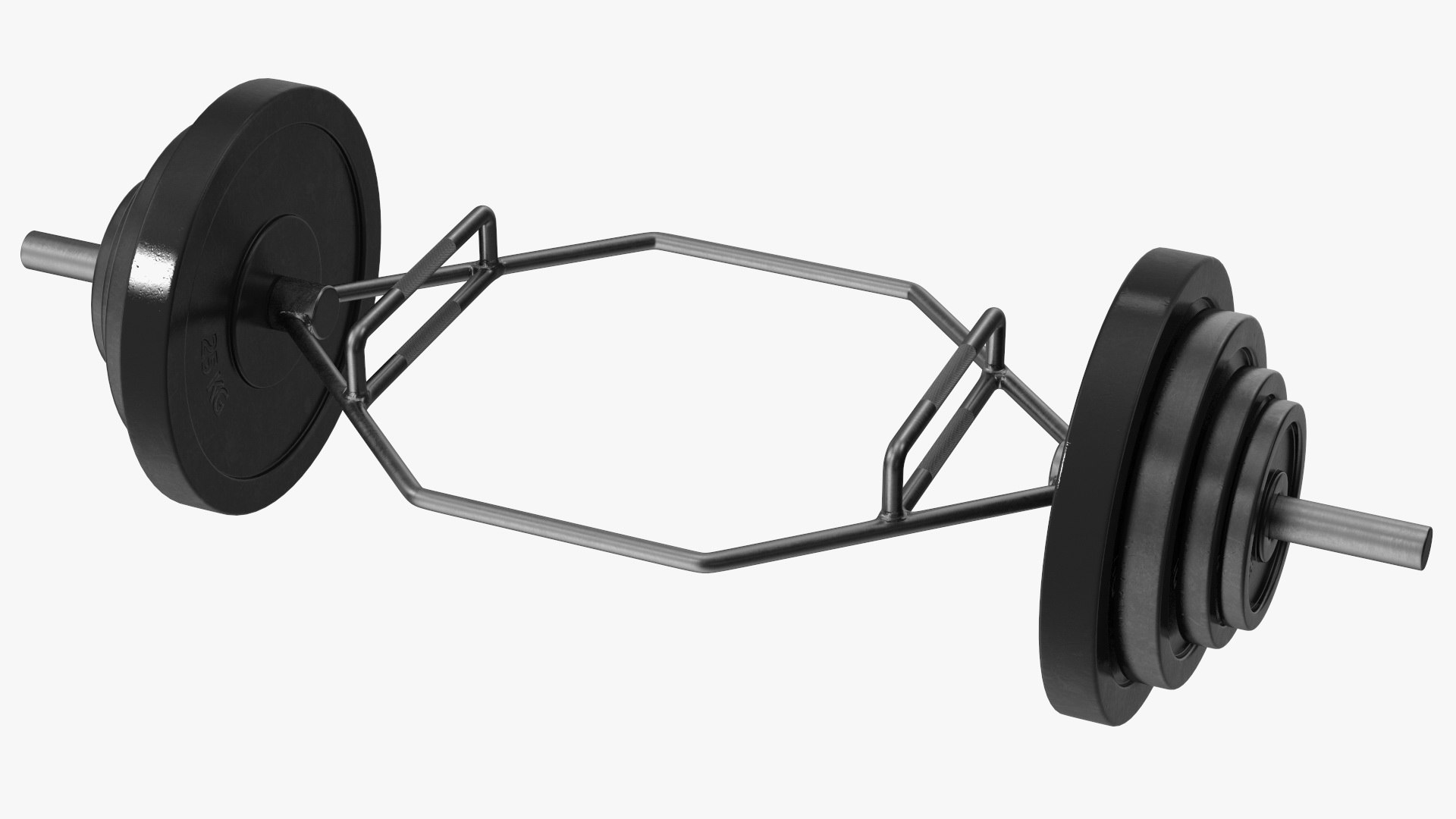 3D Olympic Hex Trap Bar Black With Weights Set Model - TurboSquid 1826102