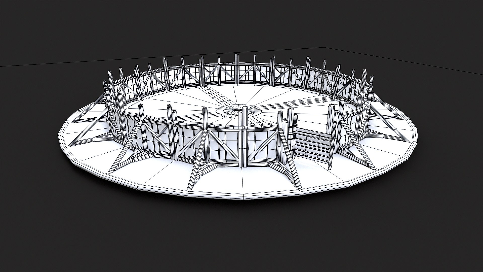 Medieval Wooden Circular Platform Arena PBR Collection 3D Model ...