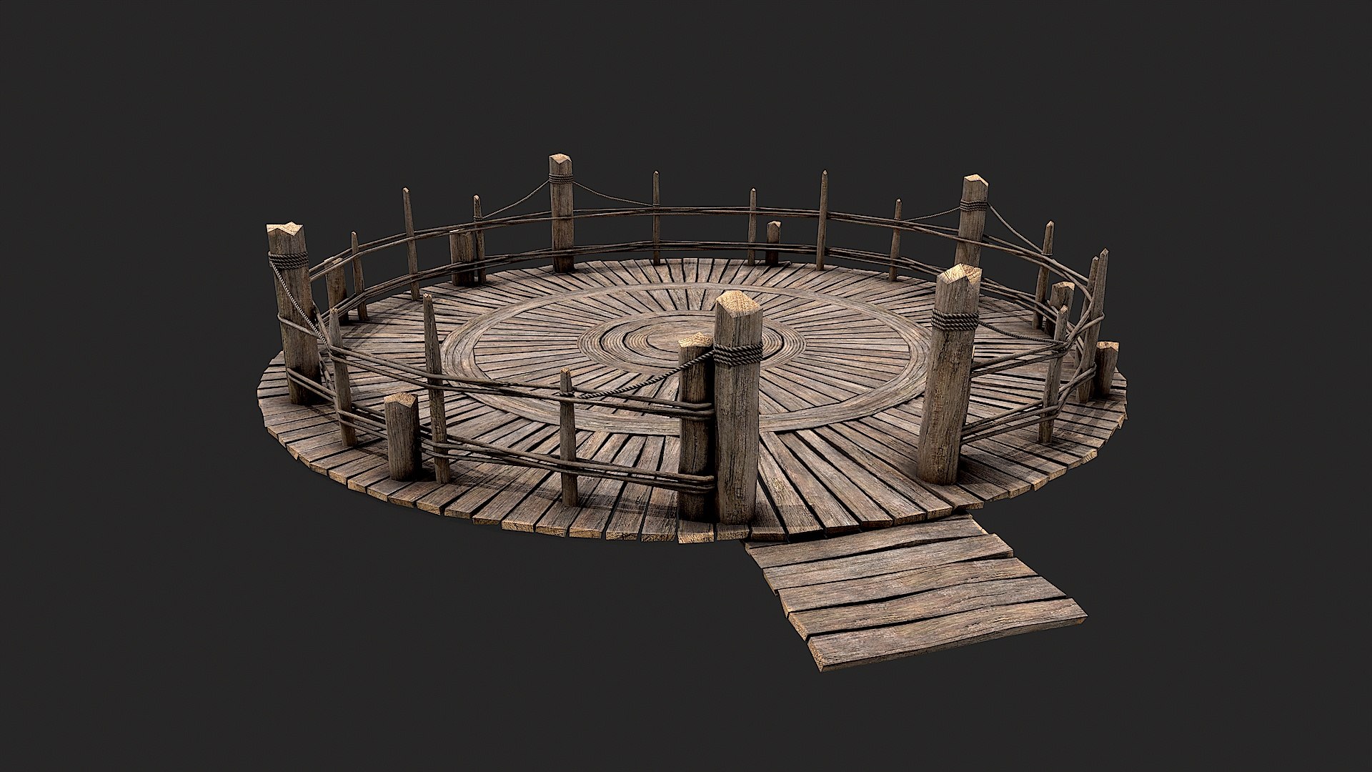 Medieval Wooden Circular Platform Arena PBR Collection 3D Model ...