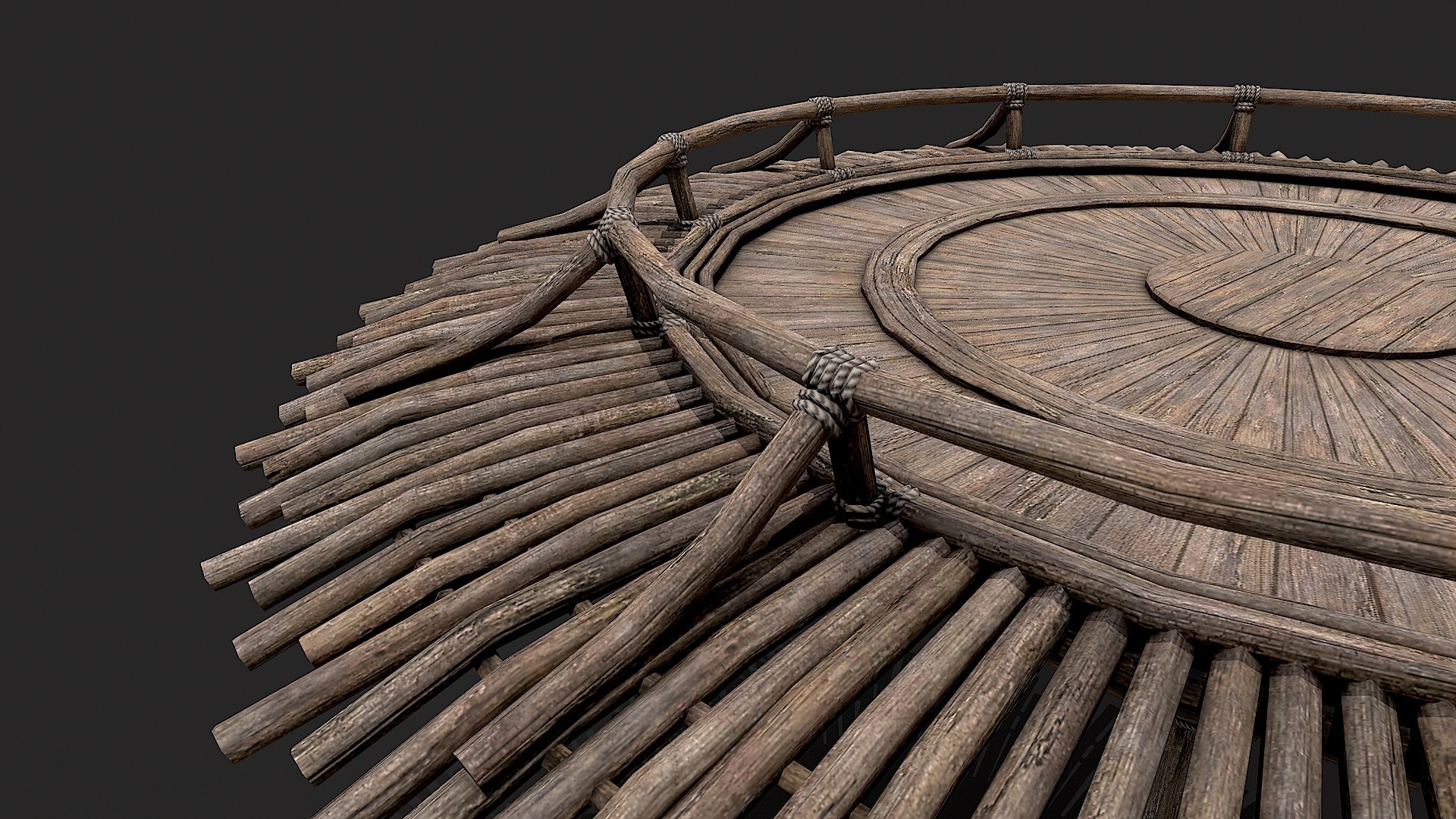 Medieval Wooden Circular Platform Arena PBR Collection 3D Model ...