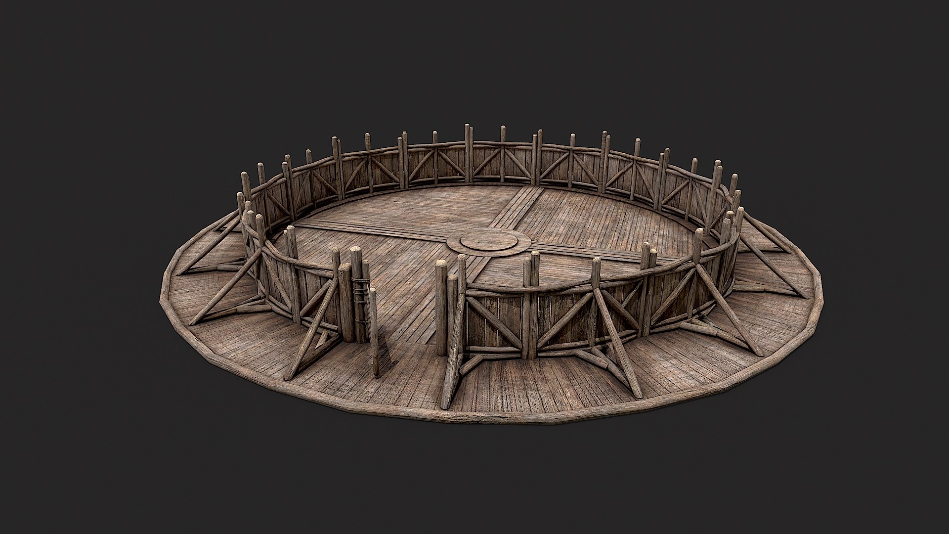 Medieval Wooden Circular Platform Arena PBR Collection 3D Model ...