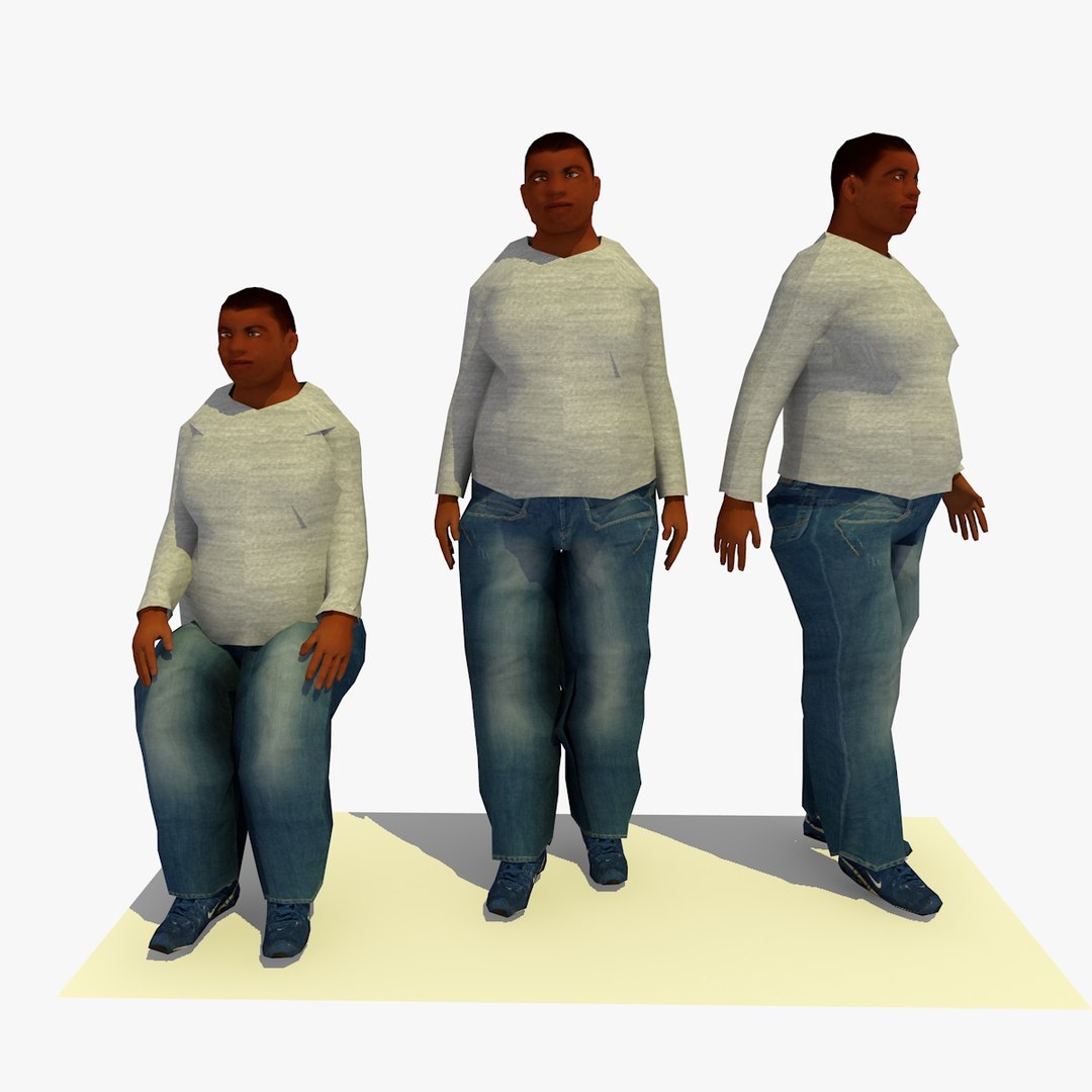 walking fat male 3d 3ds
