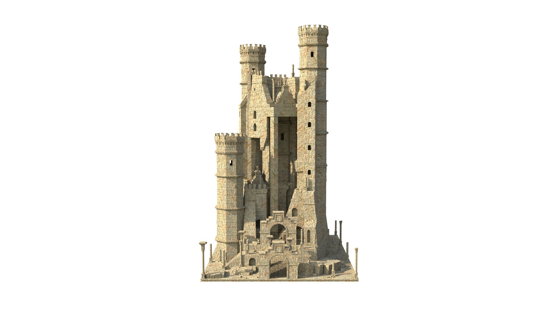 Fantasy Castle Ruins 3D Model - TurboSquid 1869552