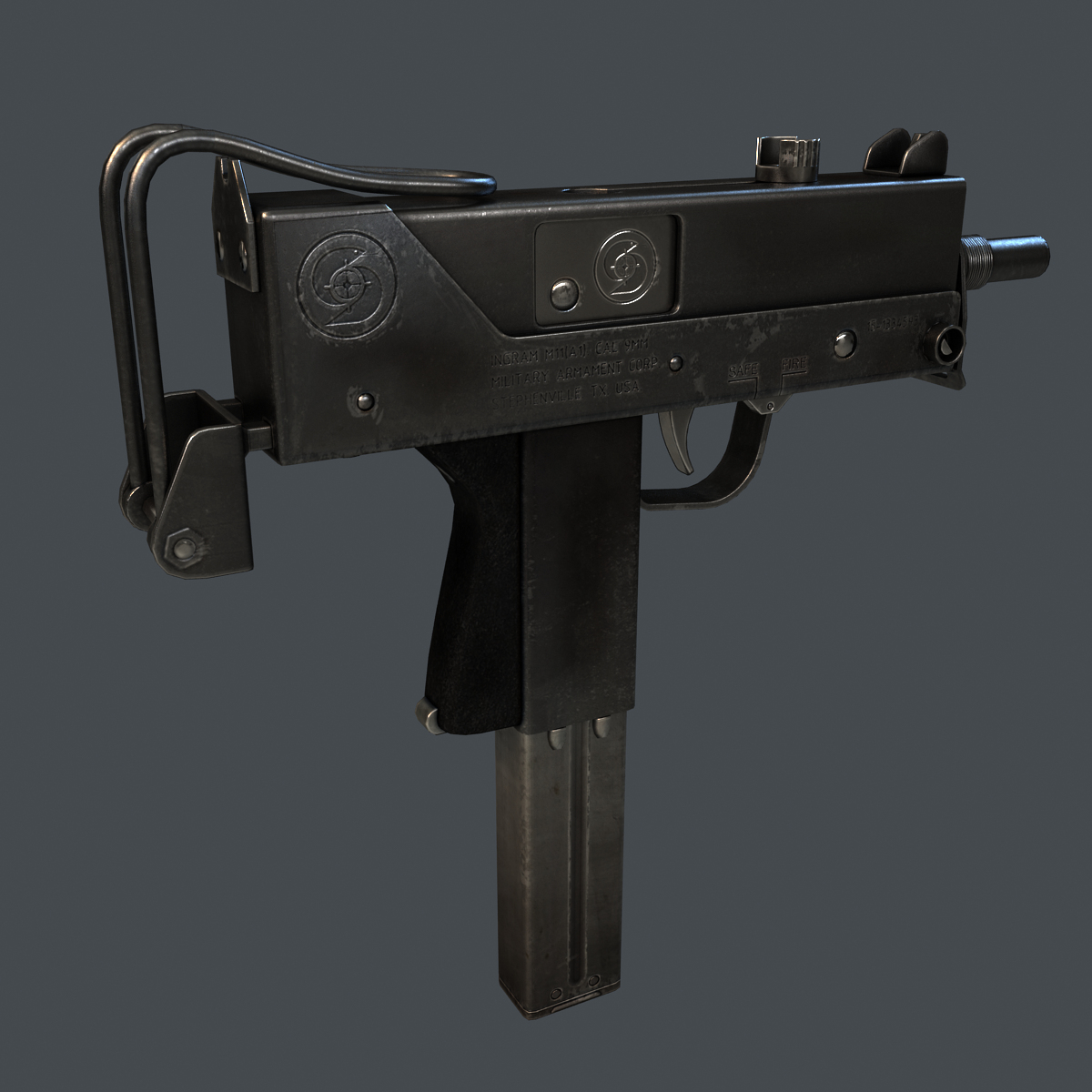 free ingram machine pistol 3d model