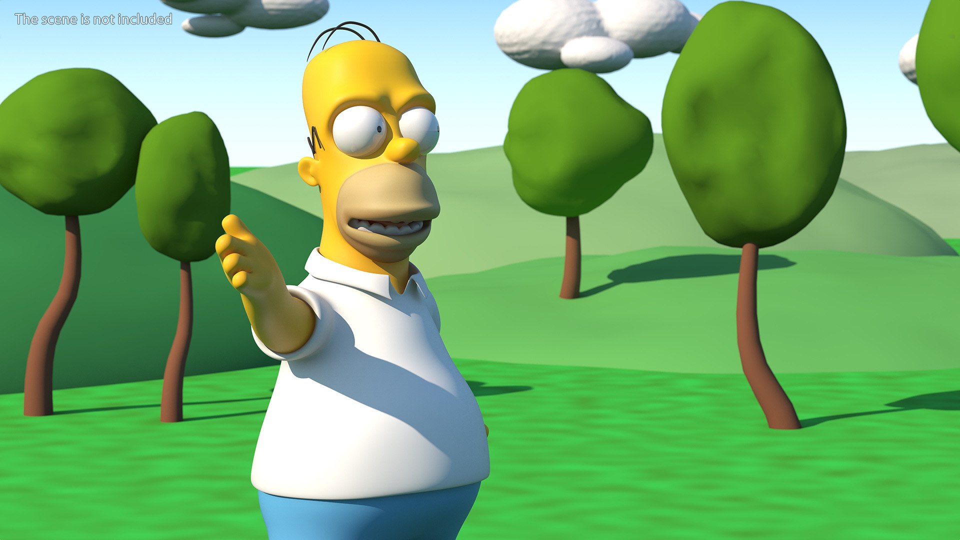 3D Cartoon Character Homer Simpson Waving Pose model - TurboSquid 2163458