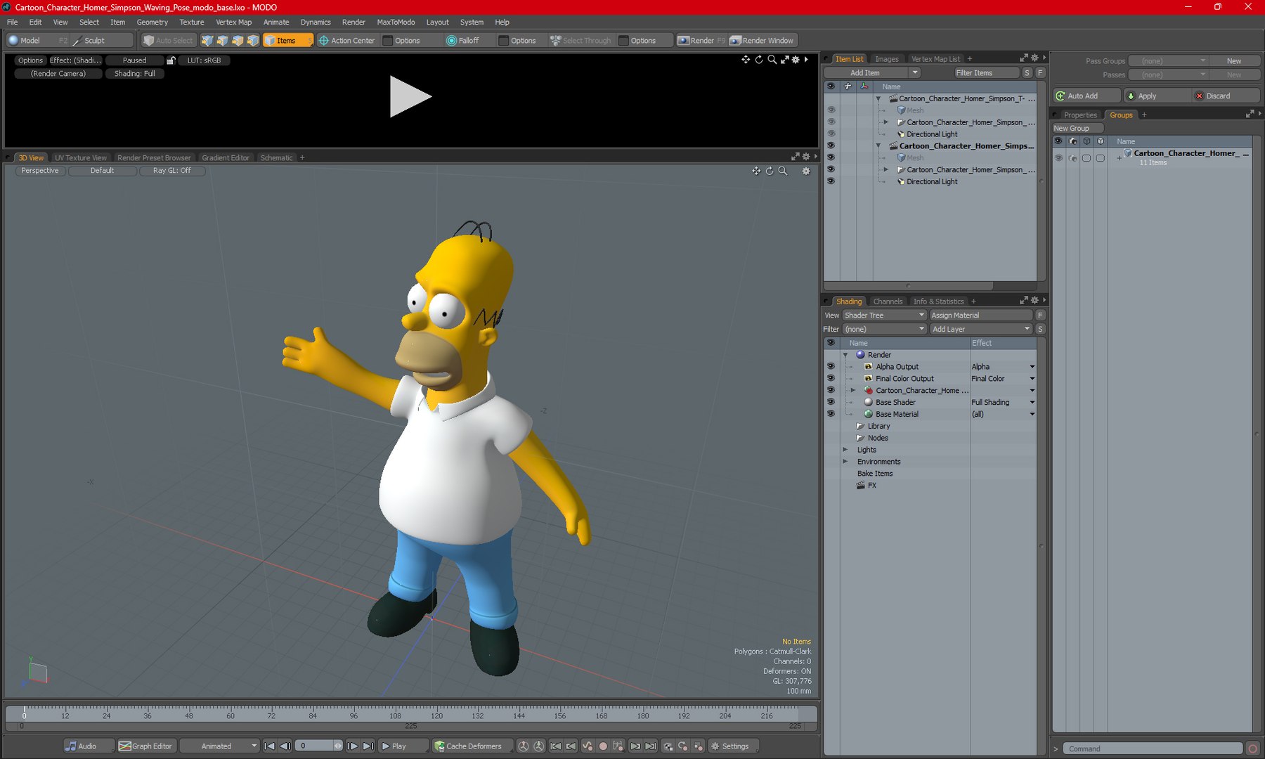 3D Cartoon Character Homer Simpson Waving Pose model - TurboSquid 2163458