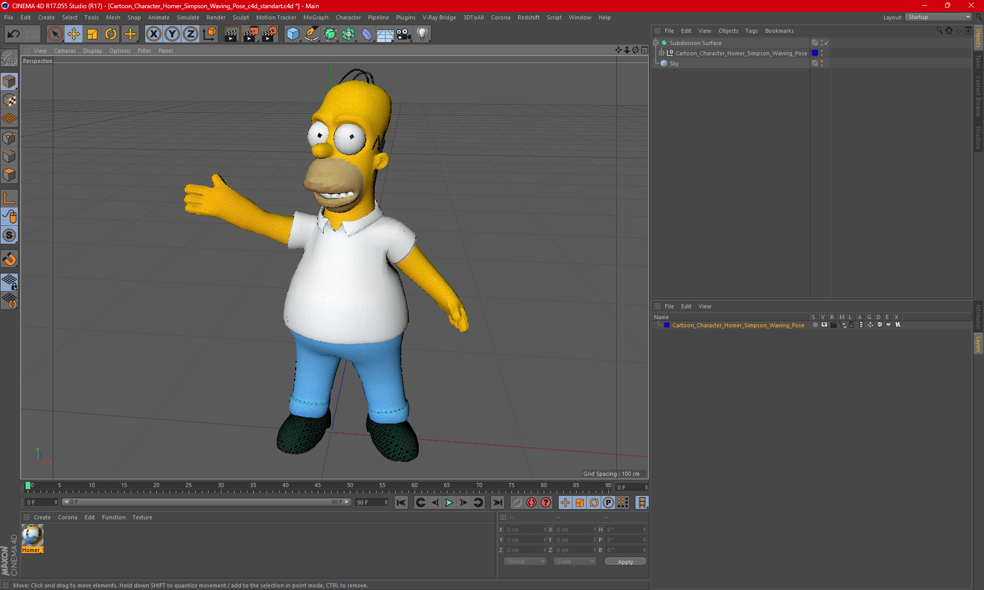 modelo 3d Personaje de dibujos animados Homer Simpson saludando Pose ...