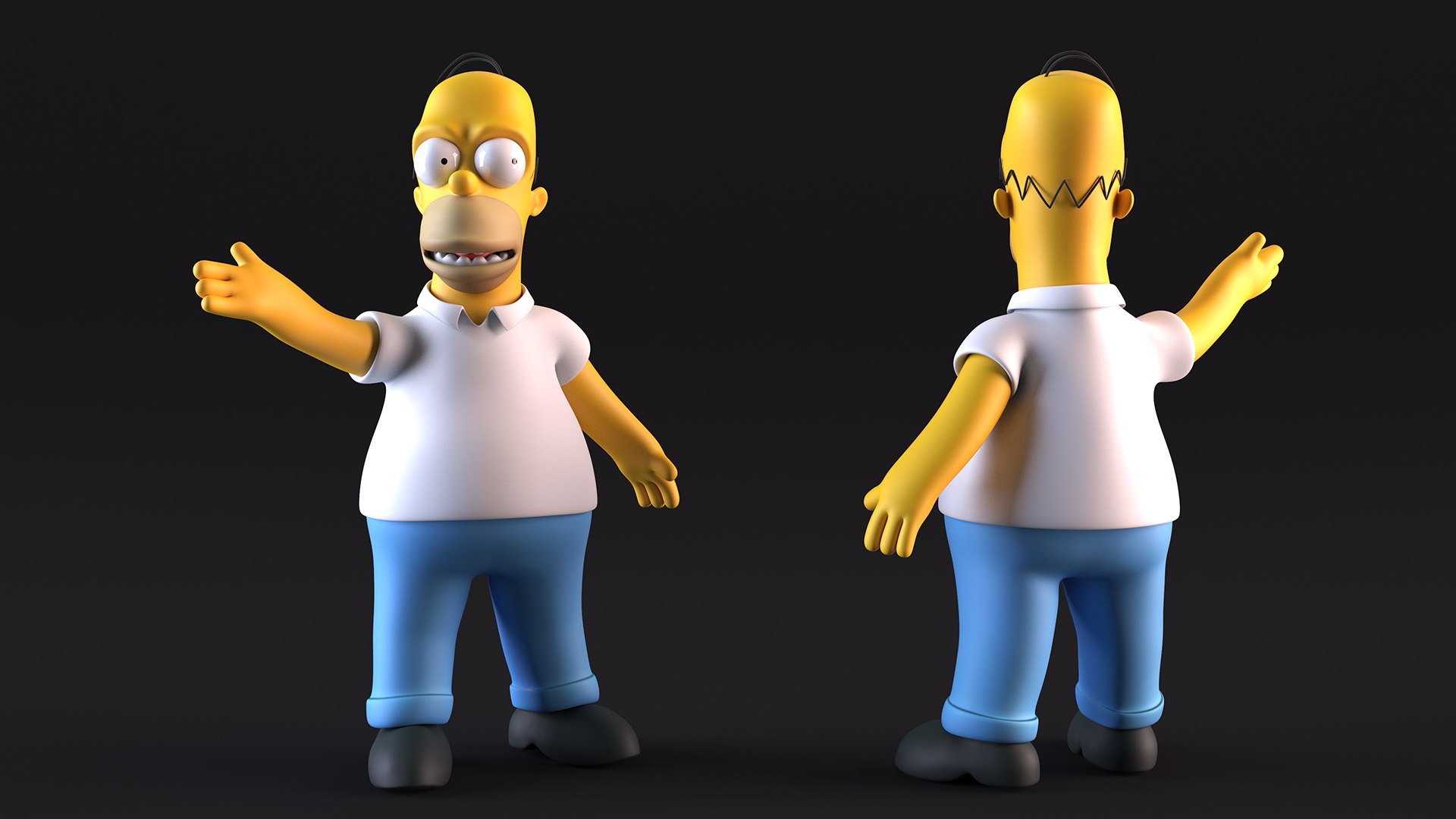 3D Cartoon Character Homer Simpson Waving Pose model - TurboSquid 2163458