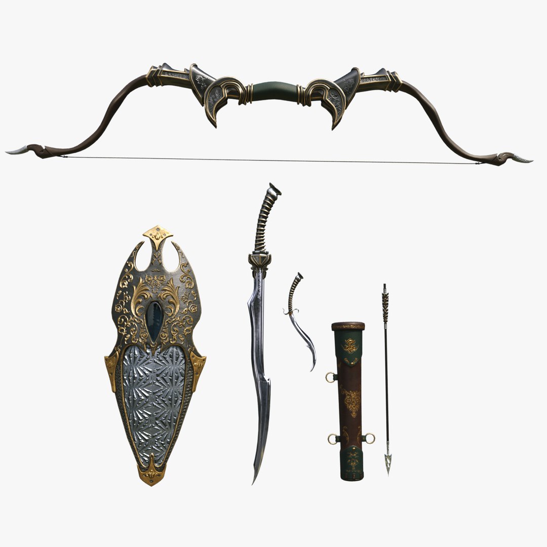 3D Model Fantasy Weapons Set Bow - TurboSquid 1476532