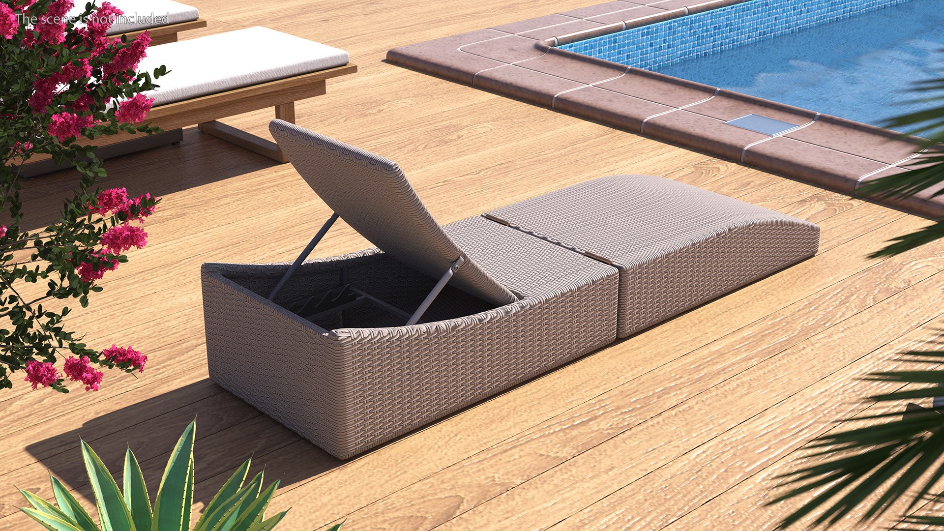 Folding Pool Lounge Chair Grey Beige Rigged 3D Model - TurboSquid 2166870