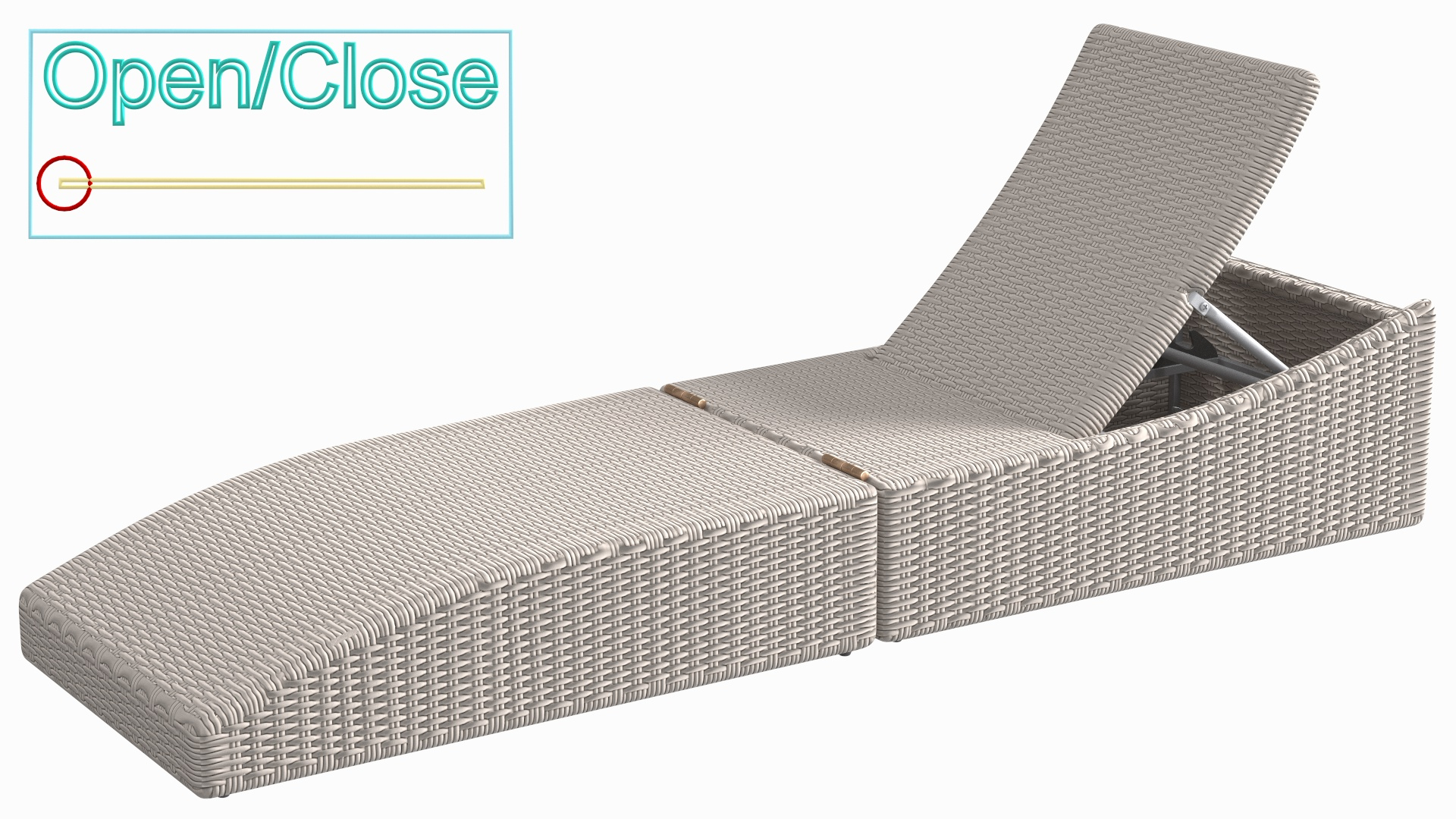 Folding Pool Lounge Chair Grey Beige Rigged 3D Model - TurboSquid 2166870